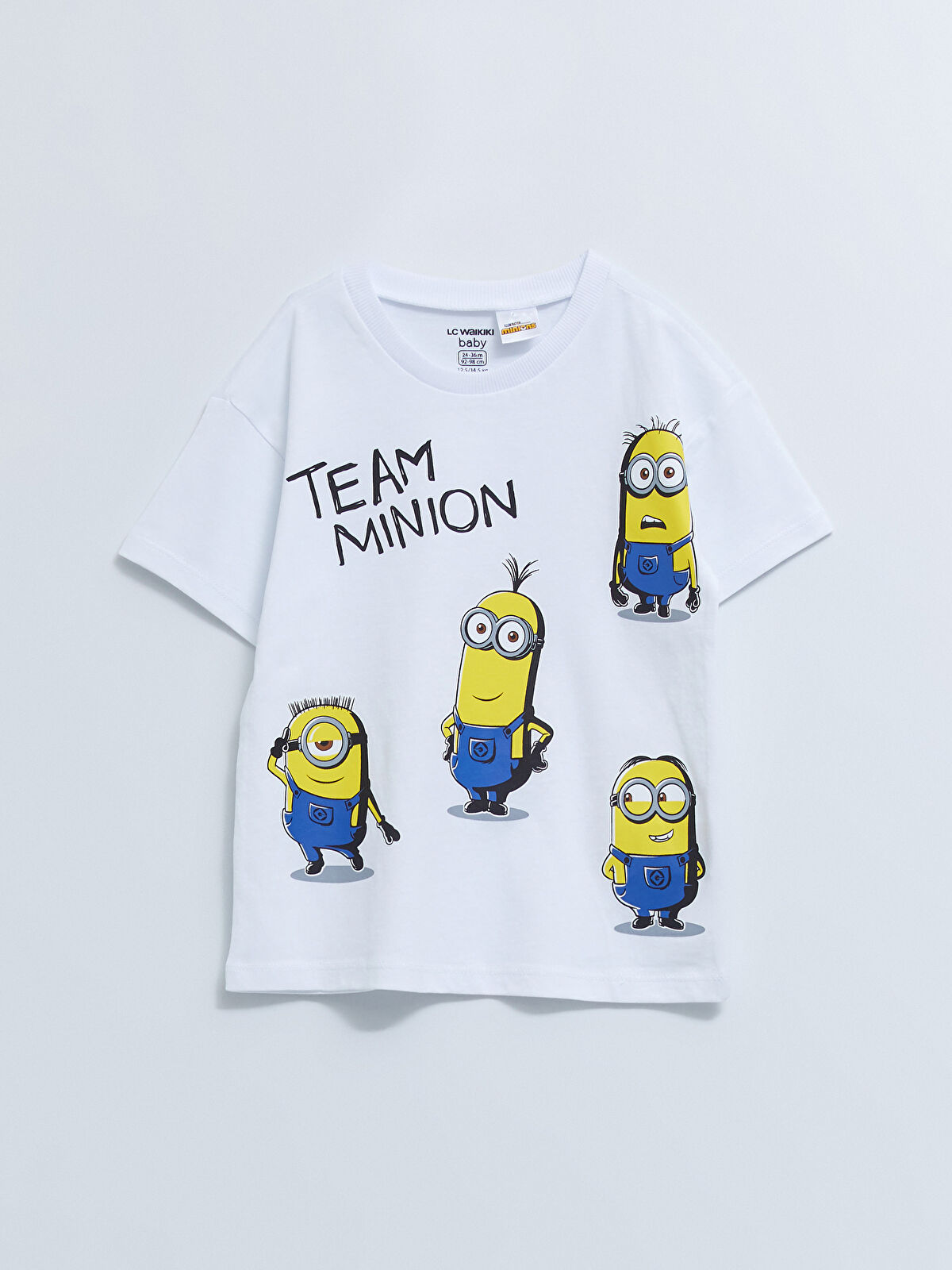 Bisiklet Yaka Kısa Kollu Minions Baskılı Pamuklu Erkek Bebek Tişört