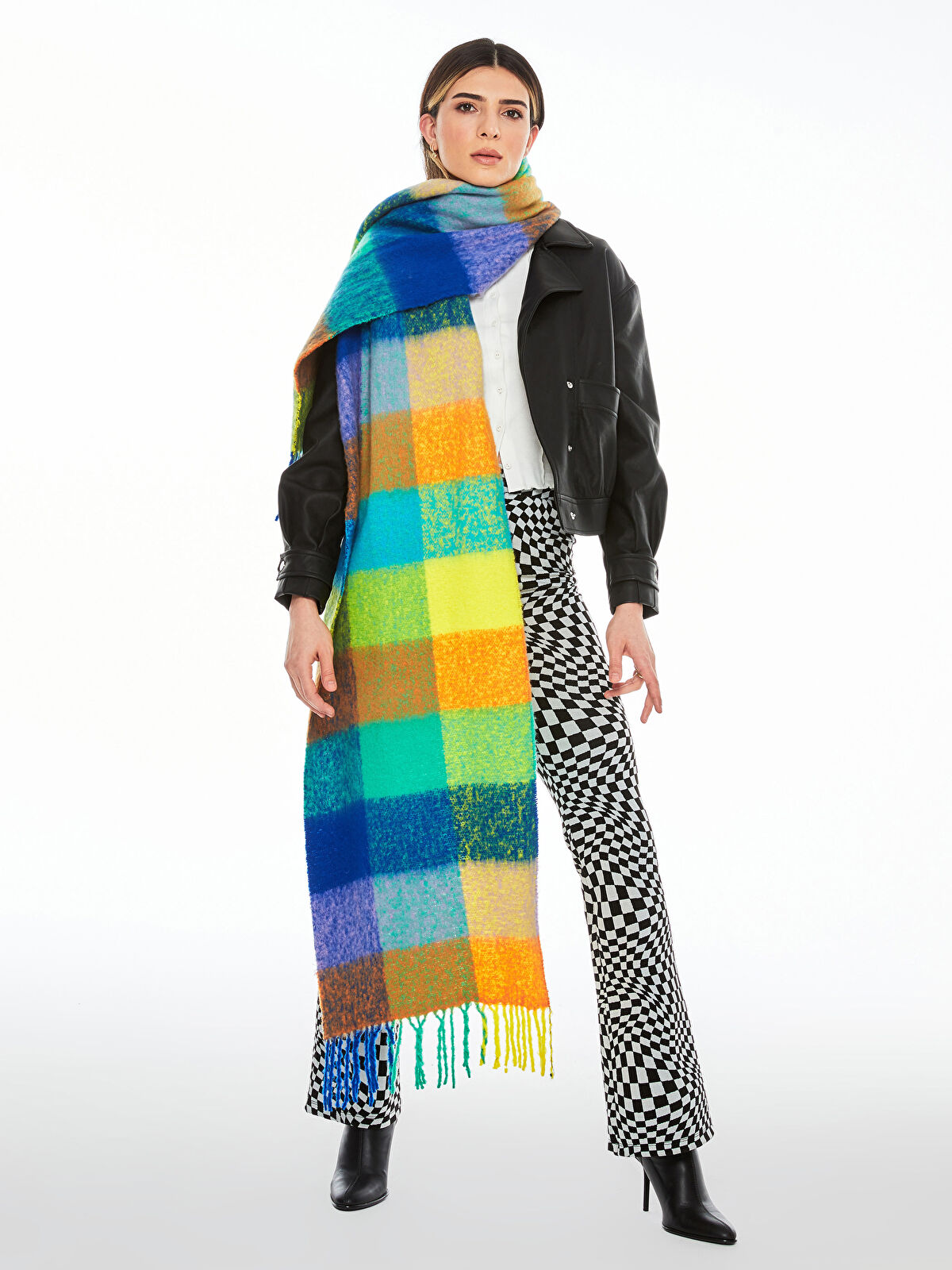 LCW CASUAL Beli Lastikli Desenli İspanyol Paça Kadın Pantolon