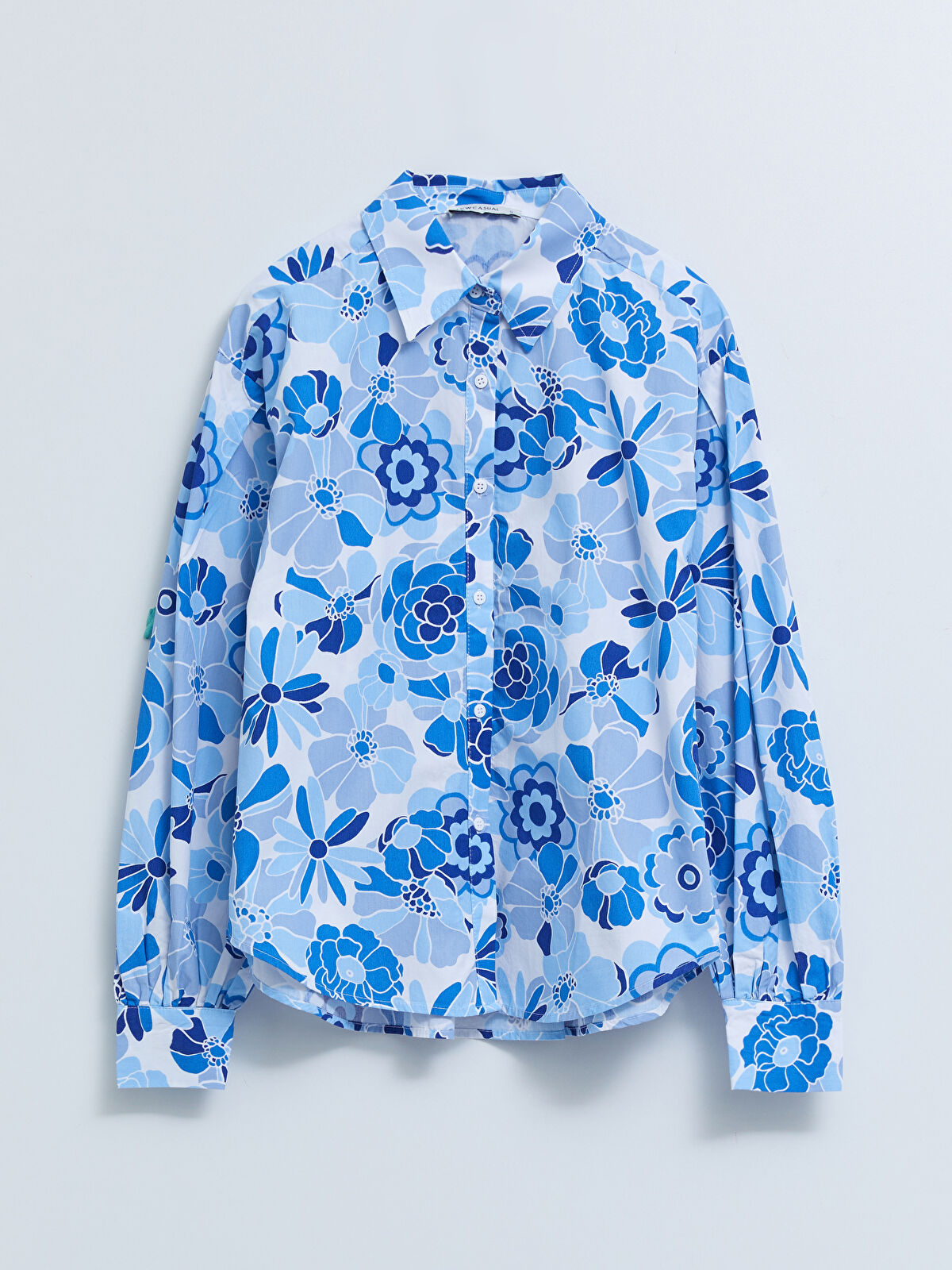 LCW CASUAL Önden Düğme Kapamalı Çiçekli Uzun Kollu Poplin Kadın Gömlek