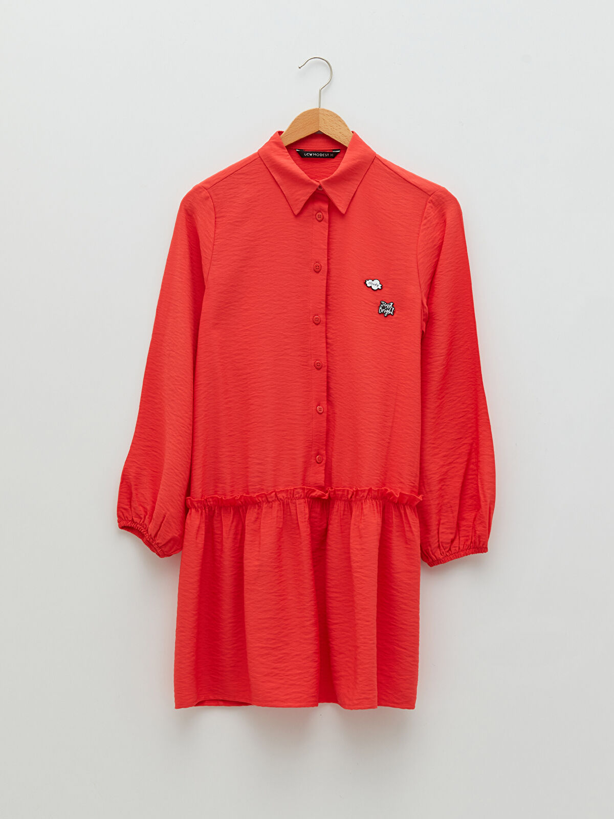 MODEST Gömlek Yaka Arma İşlemeli Uzun Kollu Kadın Tunik