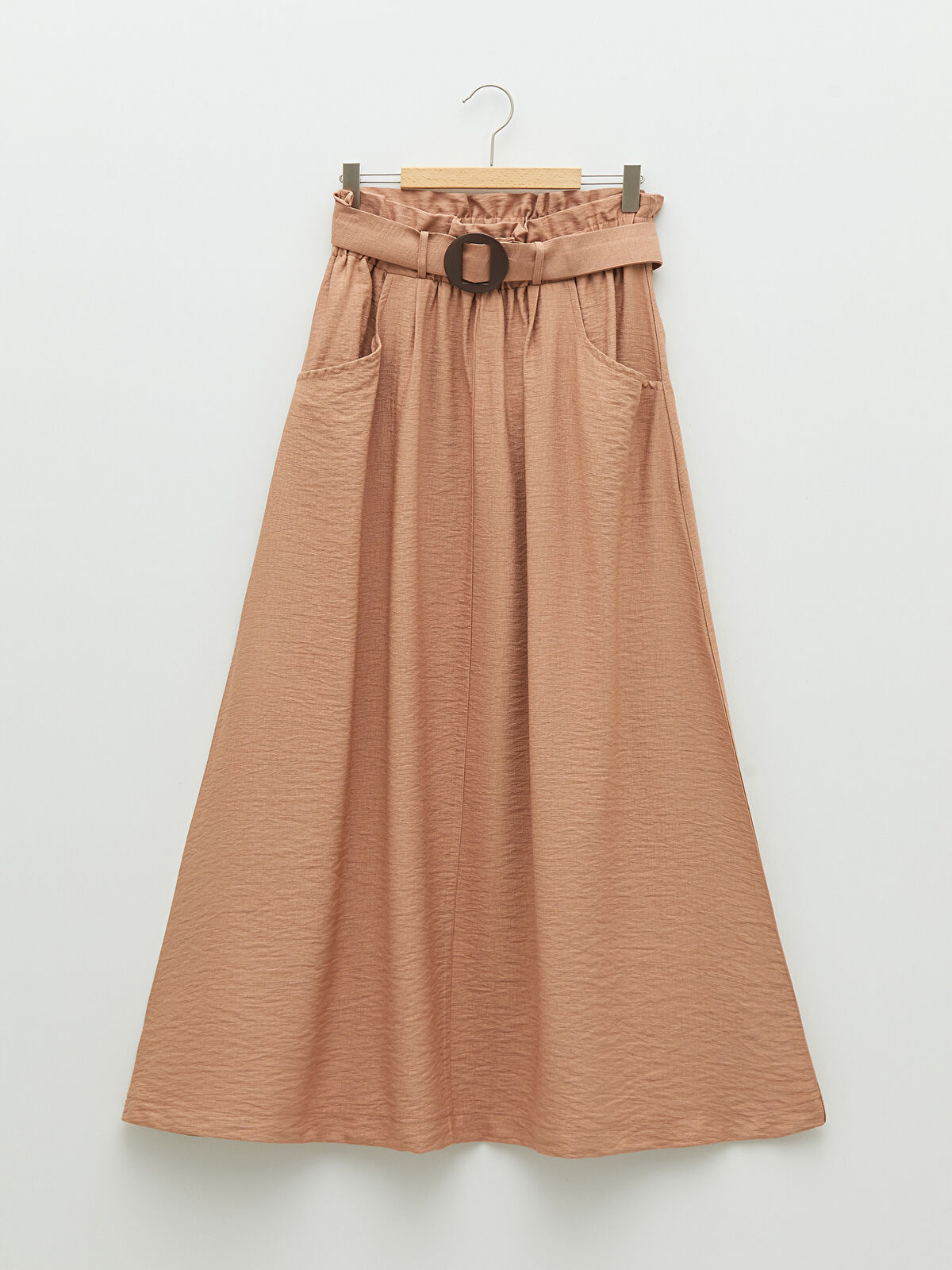 MODEST Beli Lastikli Düz Kemer Detaylı A Kesim Kadın Etek