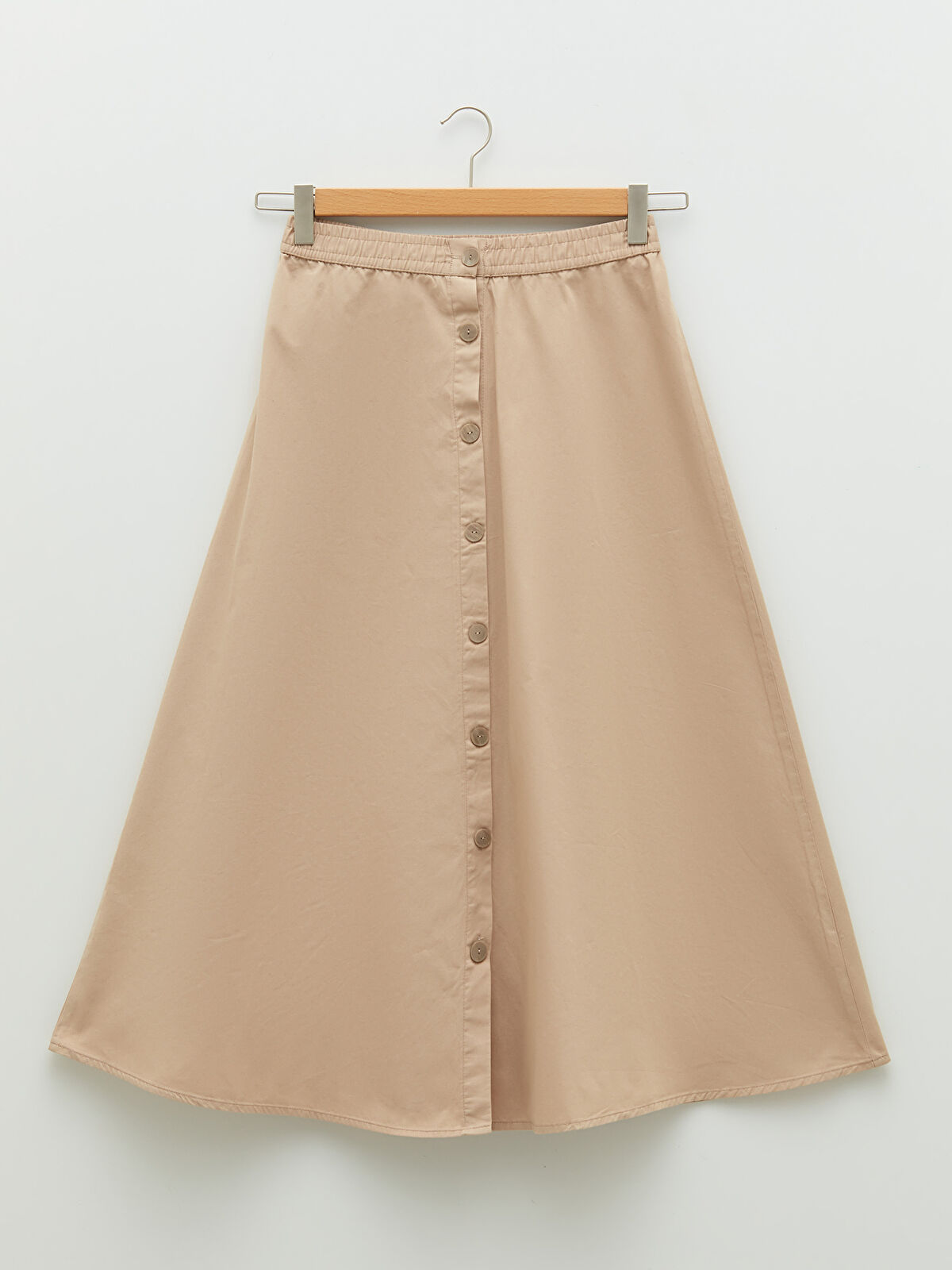 MODEST Beli Lastikli Düğme Detaylı Düz Gabardin Kadın Etek