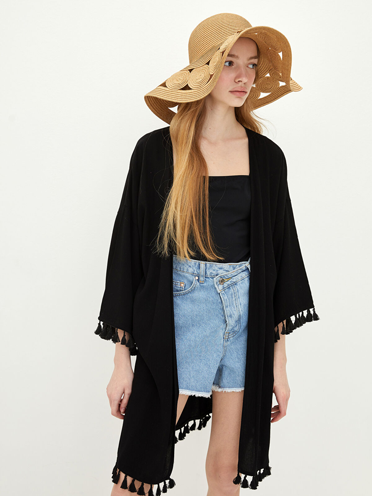 LCW CASUAL Şal Yaka Püskül Detaylı Viskon Kadın Kimono