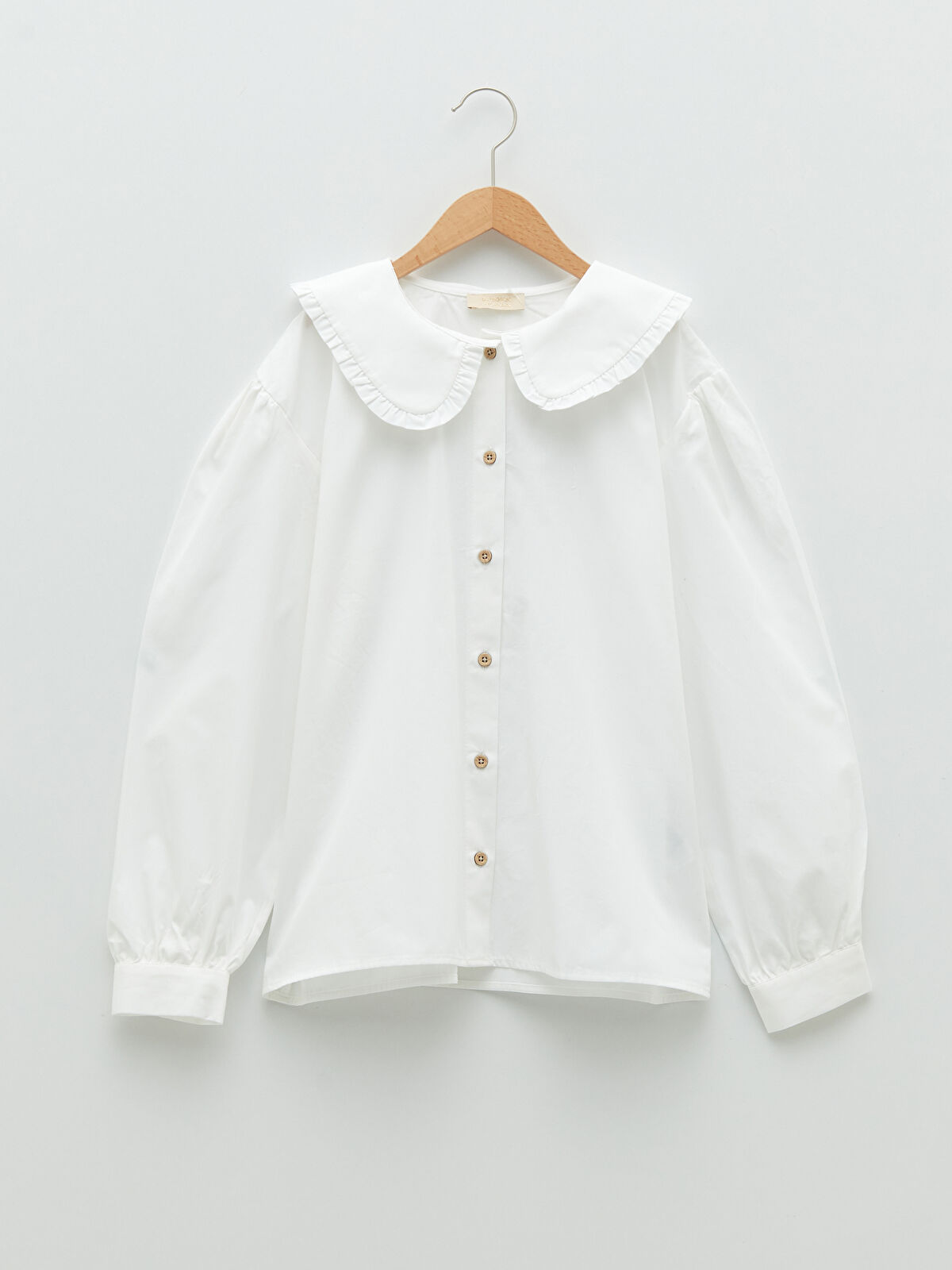 Bebe Yaka Basic Uzun Kollu Poplin Kız Çocuk Gömlek