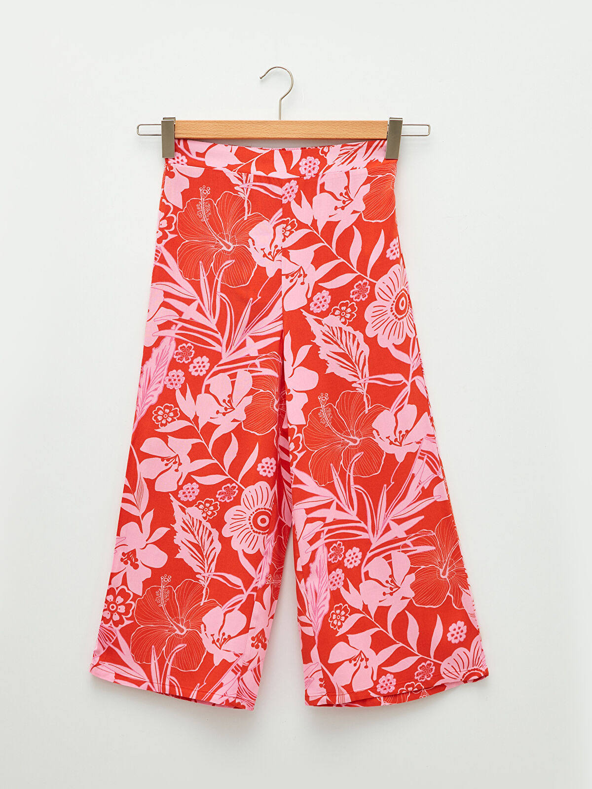 LCW CASUAL Beli Lastikli Çiçekli Poplin Kadın Capri