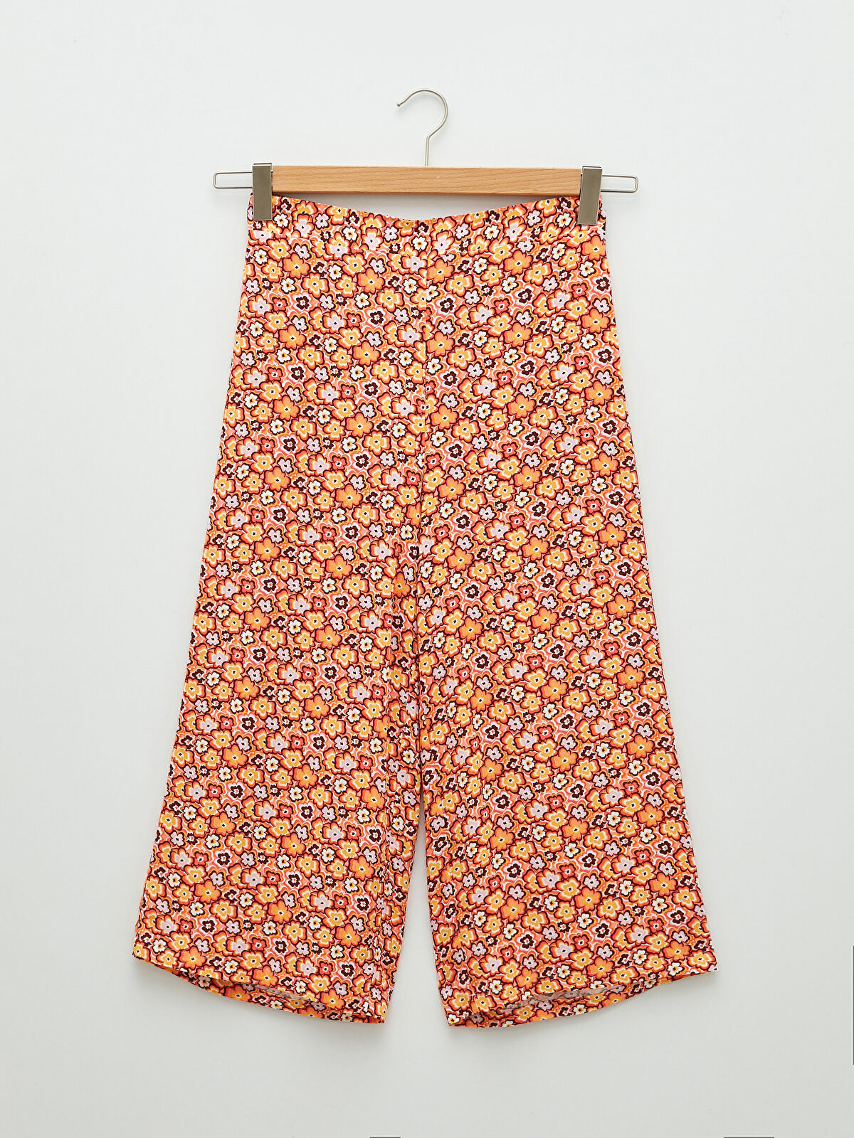 LCW CASUAL Beli Lastikli Desenli Poplin Kadın Capri