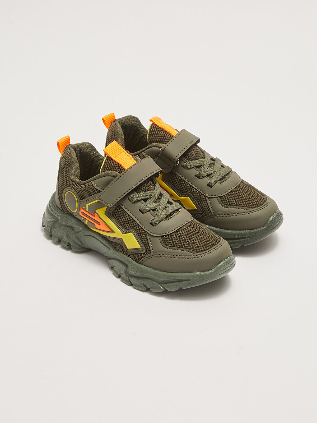 Baskılı Bağcık ve Cırt Cırtlı Erkek Çocuk Spor Ayakkabı