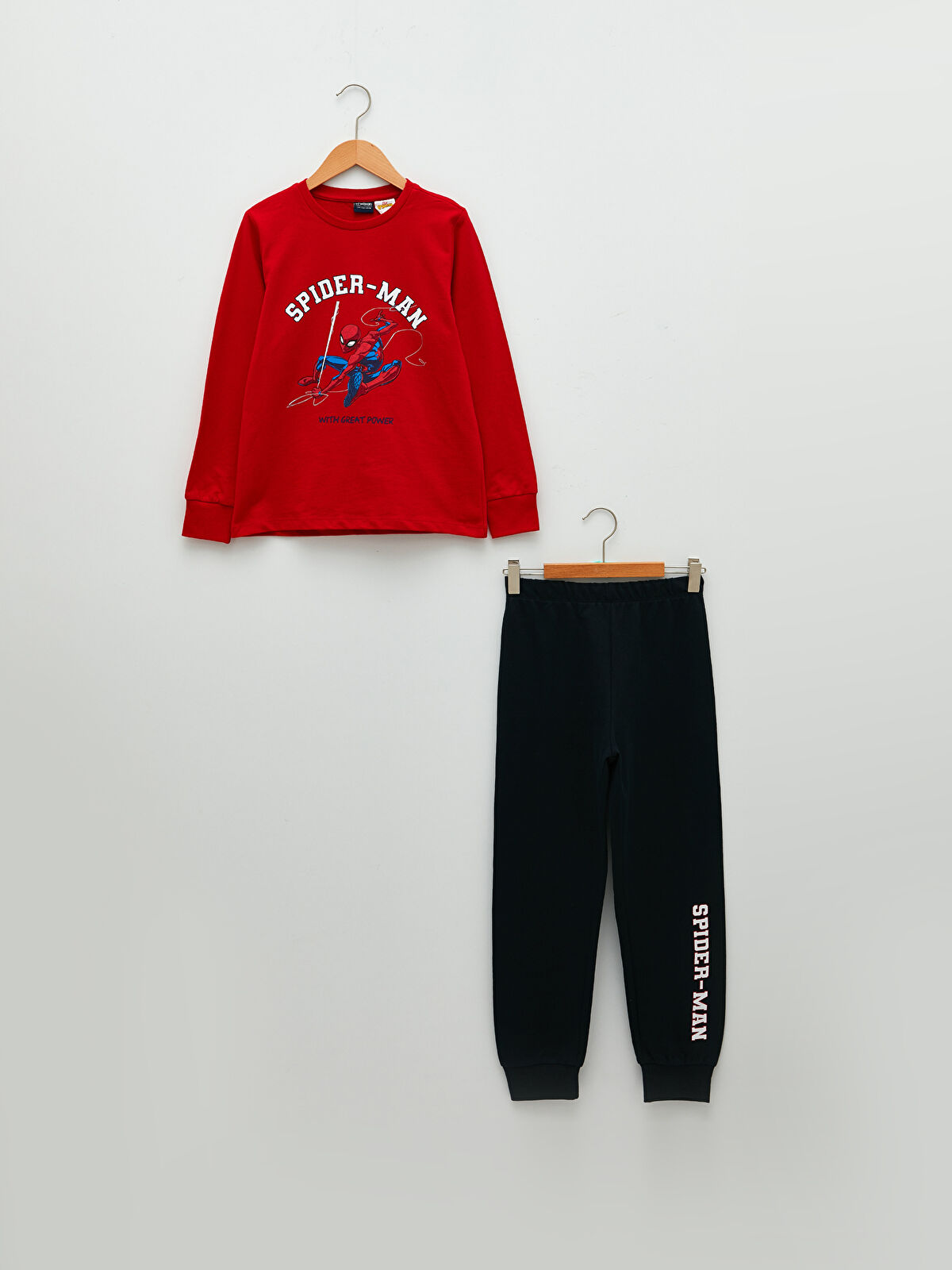 Bisiklet Yaka Spiderman Baskılı Uzun Kollu Erkek Çocuk Pijama Takımı