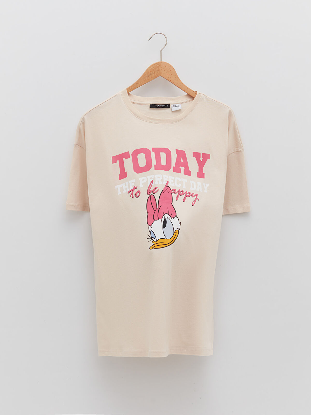 Bisiklet Yaka Daisy Duck Baskılı Kısa Kollu Pamuklu Hamile Tişört