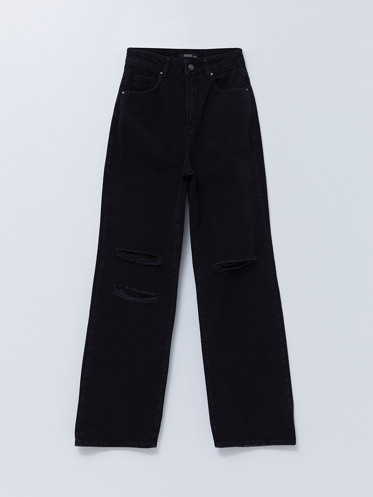 XSIDE Standart Fit Düz Cep Detaylı Geniş Paça Kadın Jean Pantolon