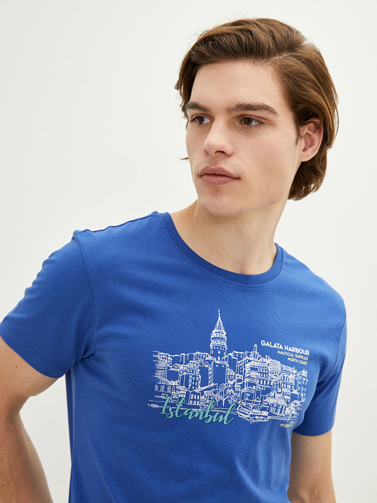 LCW CASUAL Bisiklet Yaka Kısa Kollu İstanbul Baskılı Penye Erkek Tişört