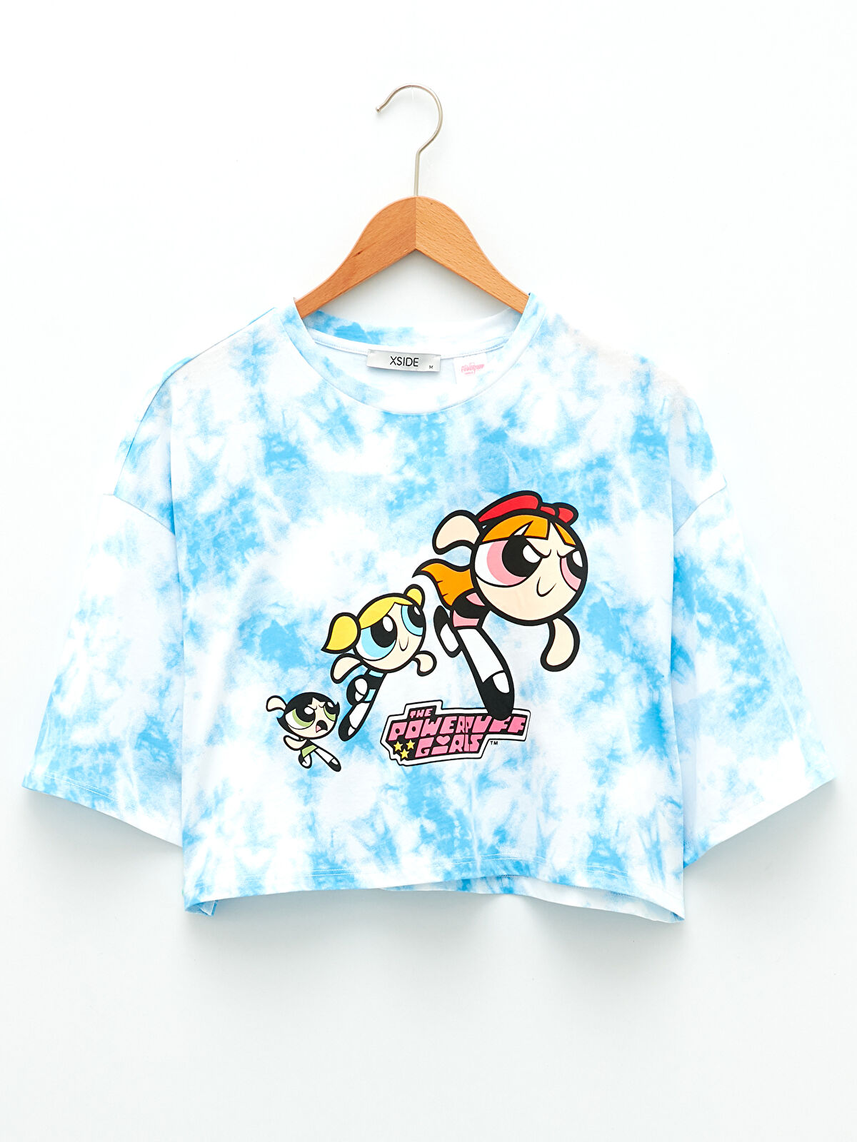 XSIDE Bisiklet Yaka Powerpuff Girls Baskılı Kısa Kollu Pamuklu Kadın Tişört