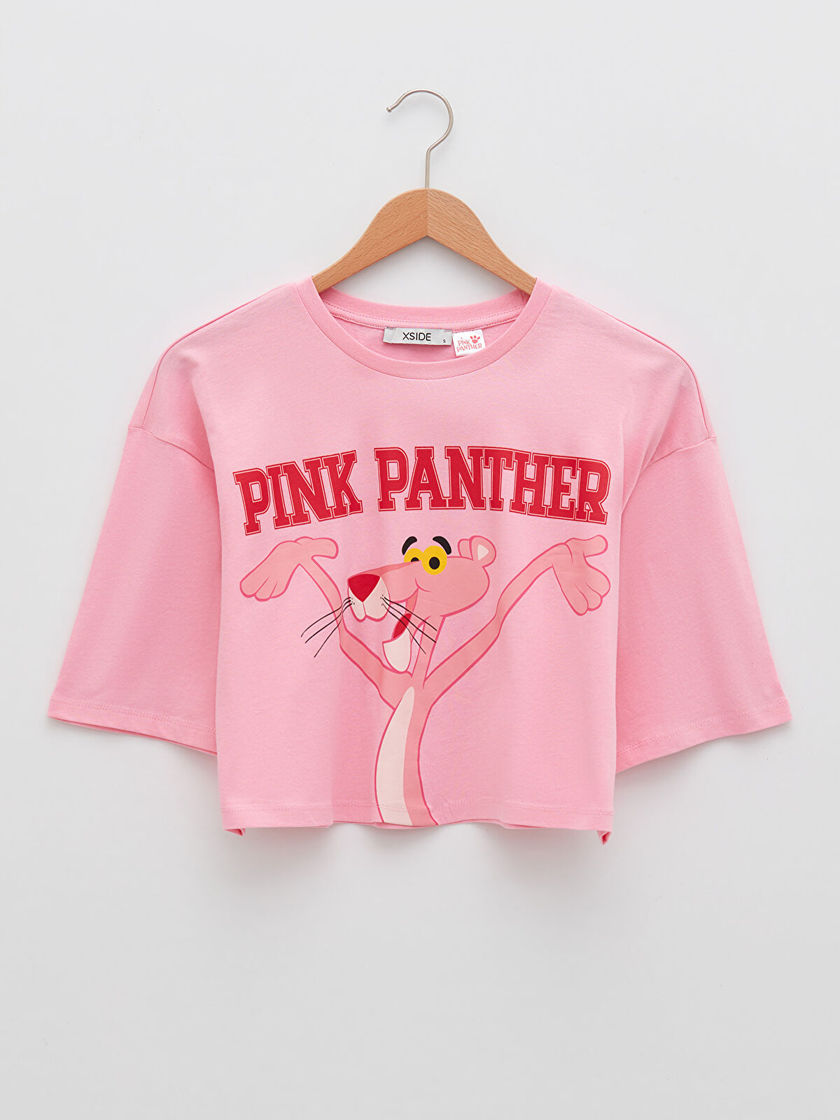 XSIDE Bisiklet Yaka Pink Panther Baskılı Kısa Kollu Pamuklu Kadın Tişört XSIDE Bisiklet Yaka Pink Panther Baskılı Kısa Kollu Pamuklu Kadın Tişört