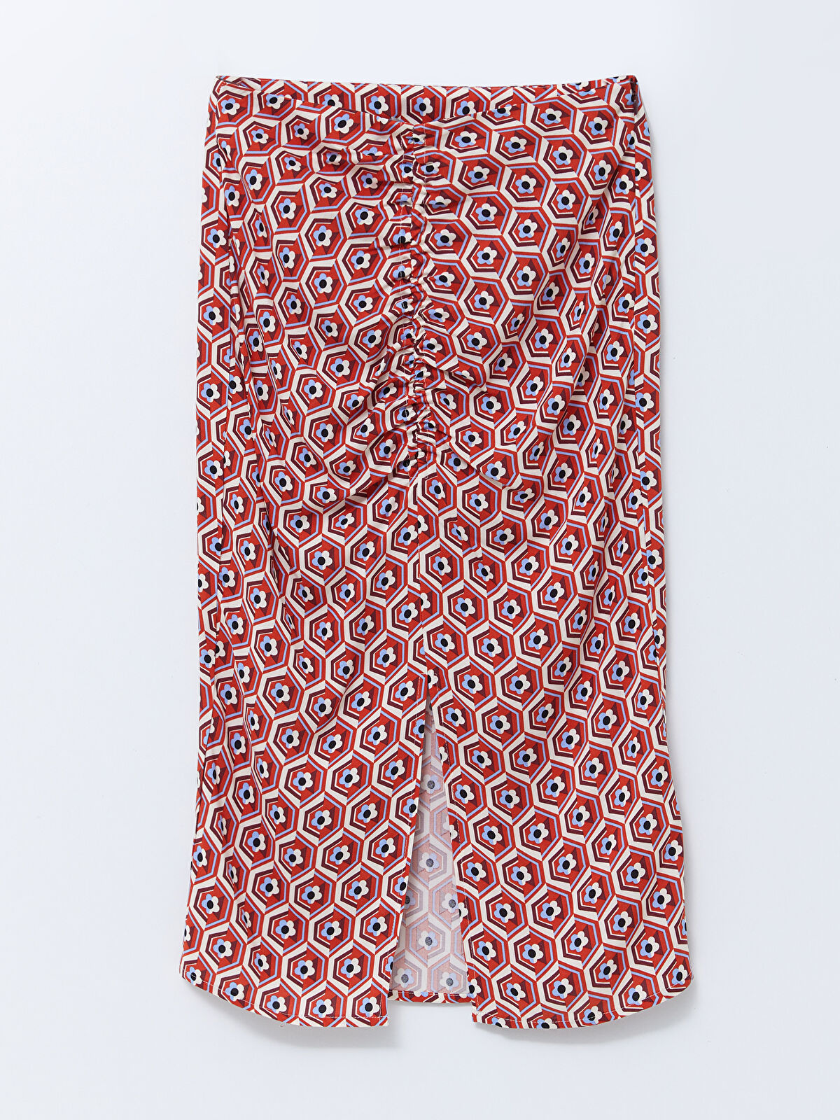 LCW CASUAL Beli Fermuarlı Desenli Viskon Kadın Kalem Etek