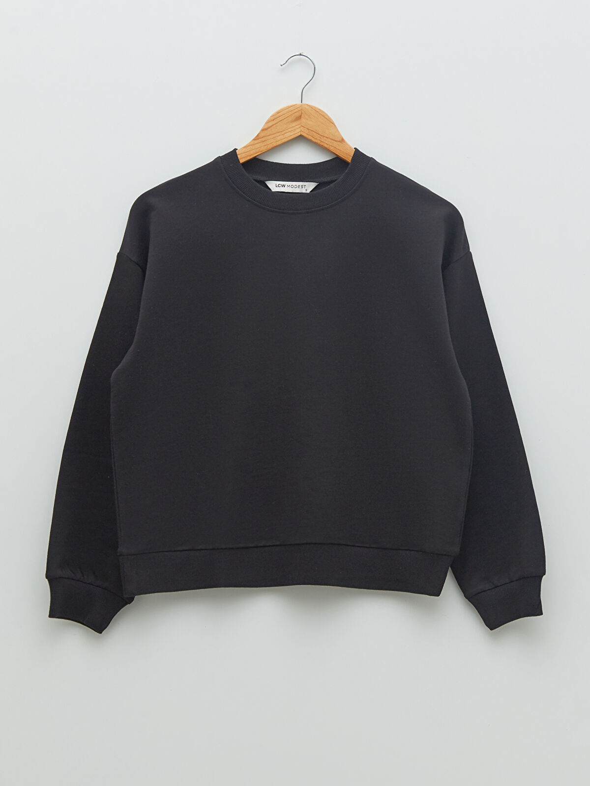 MODEST Bisiklet Yaka Düz Uzun Kollu Oversize Pamuklu Kadın Tunik