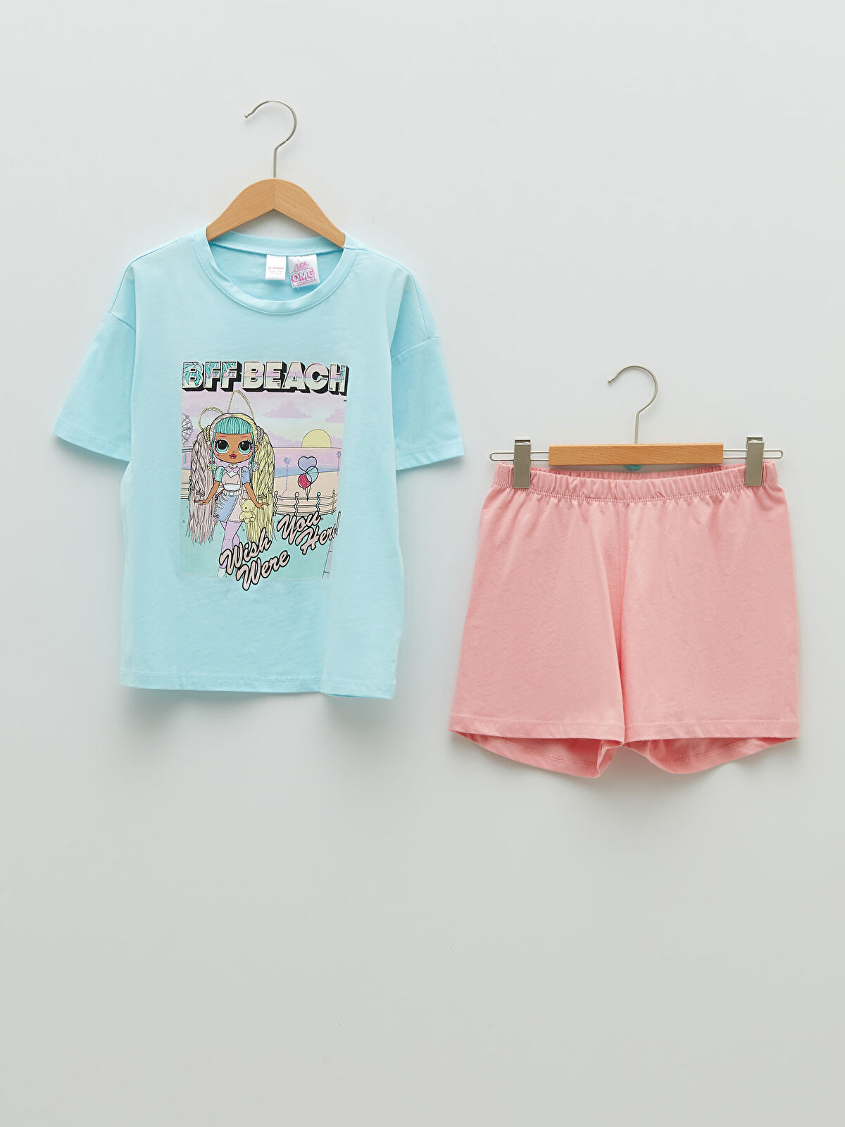Bisiklet Yaka LOL Surprise OMG Lisanslı Kısa Kollu Kız Çocuk Pijama Takımı