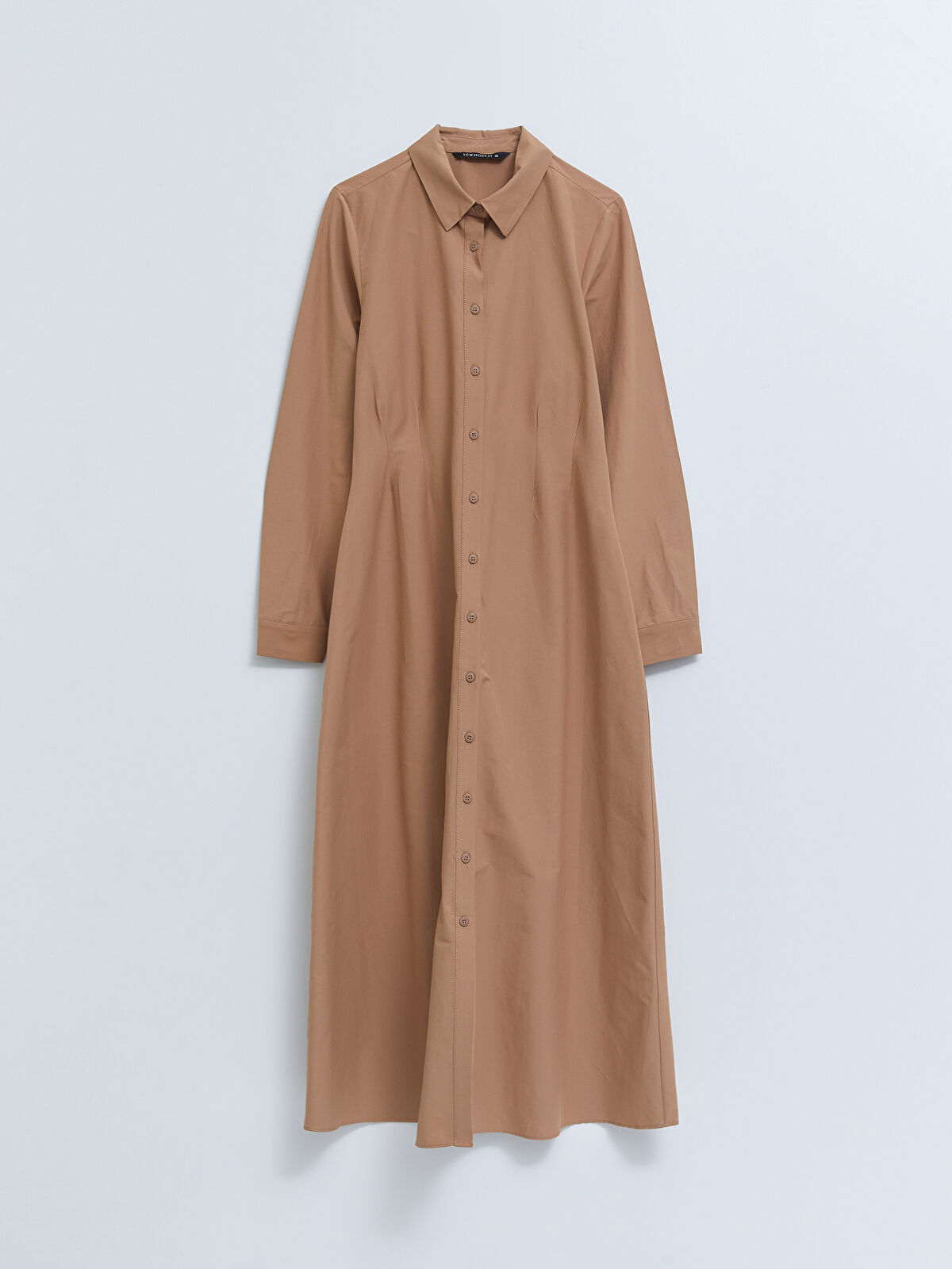 MODEST Önden Düğme Kapamalı Düz Uzun Kollu Poplin Kadın Gömlek Elbise