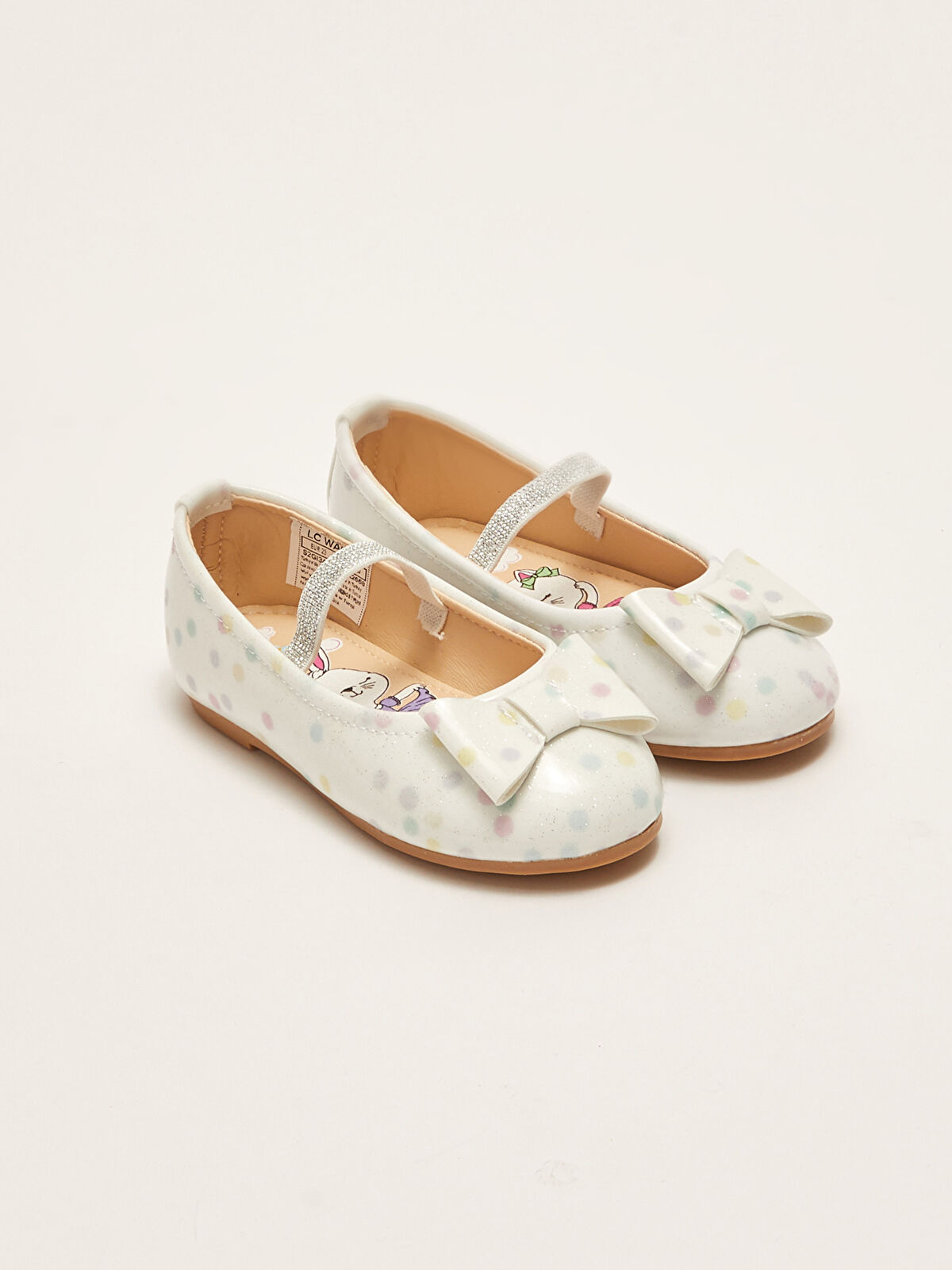 Puantiyeli Fiyonk Detaylı Kız Bebek Babet