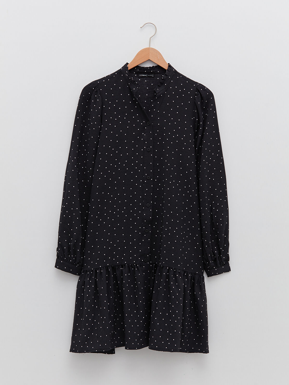 LCW CLASSIC Dik Yaka Uzun Kollu Puantiyeli Kadın Tunik