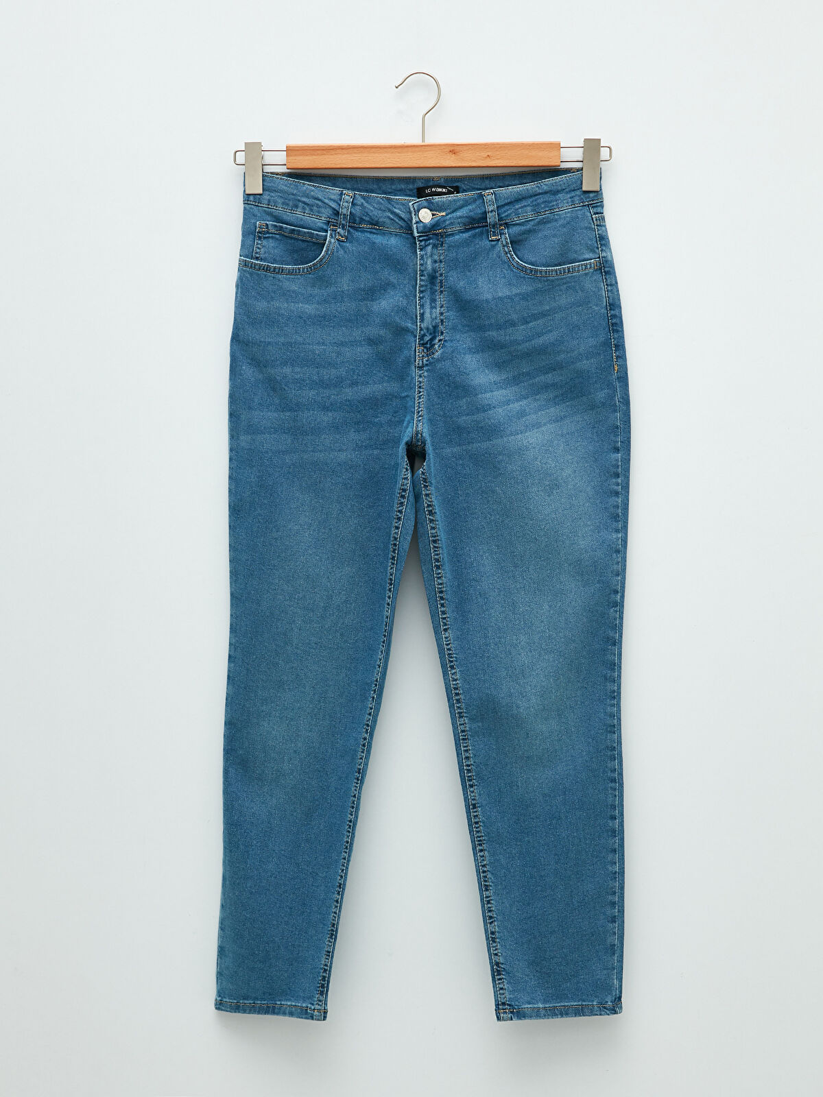 Büyük Beden Standart Fit Düz Cep Detaylı Kadın Rodeo Jean Pantolon