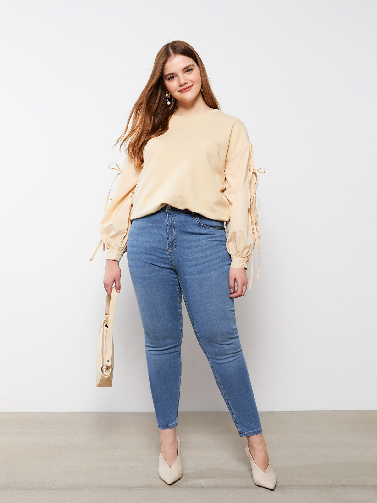 Büyük Beden Standart Fit Düz Cep Detaylı Kadın Rodeo Jean Pantolon