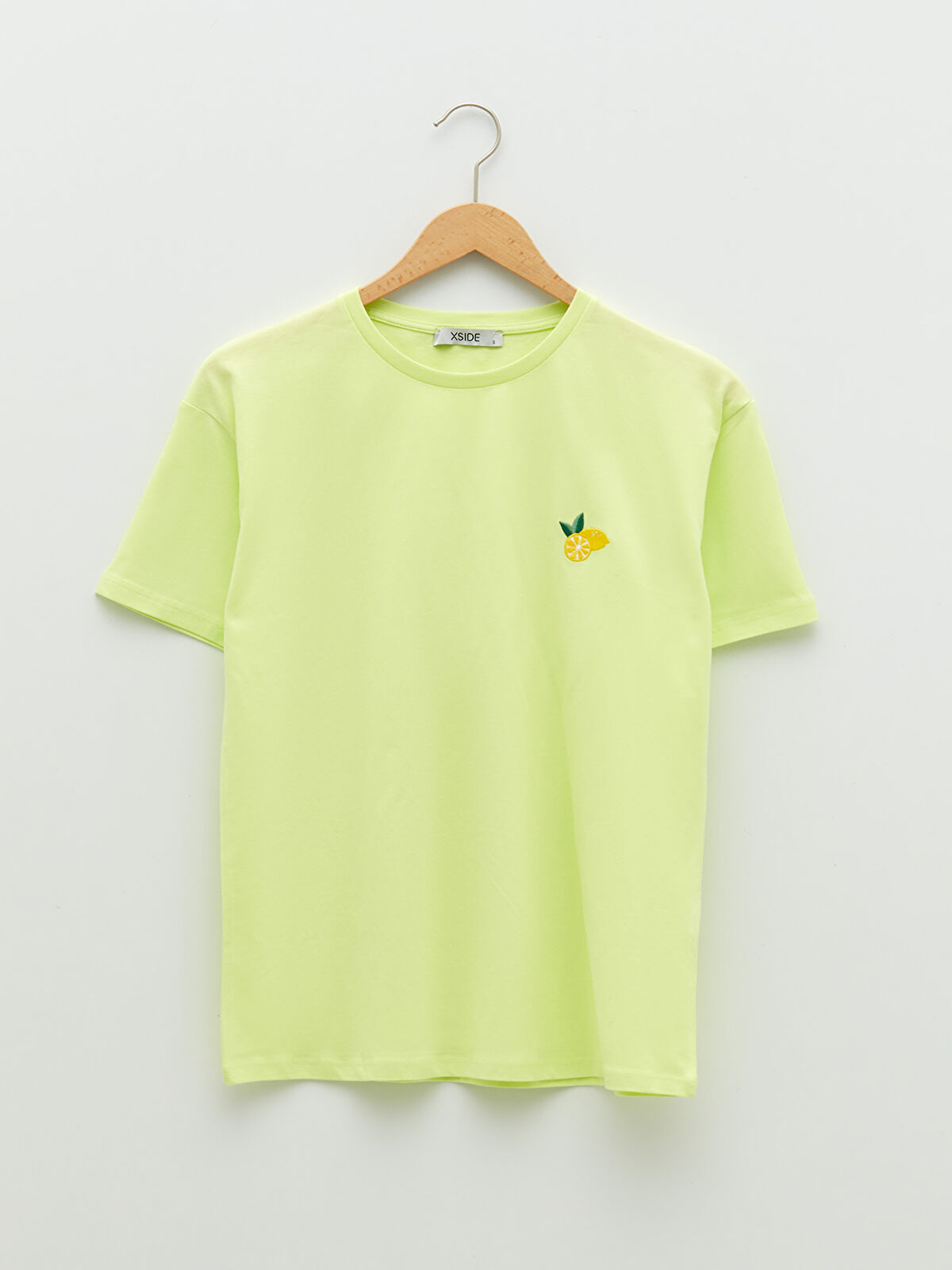 XSIDE Bisiklet Yaka Nakışlı Kısa Kollu Pamuklu Kadın Tişört