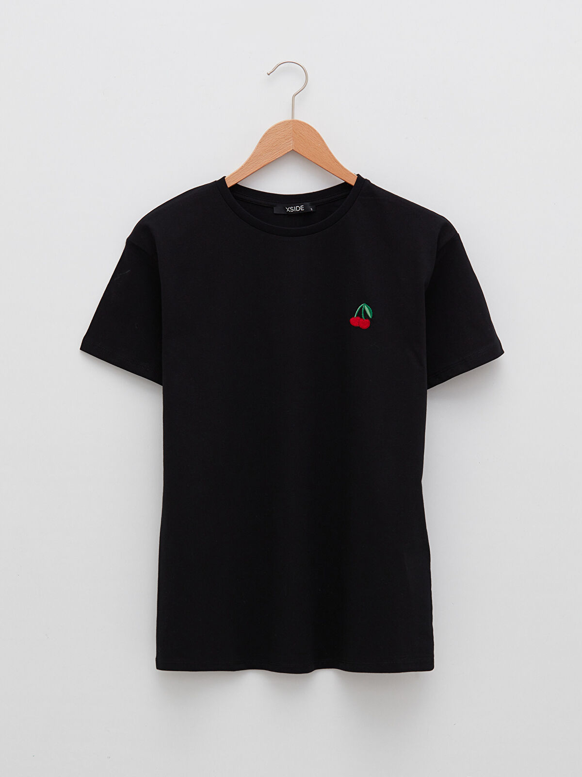 XSIDE Bisiklet Yaka Nakışlı Kısa Kollu Pamuklu Kadın Tişört