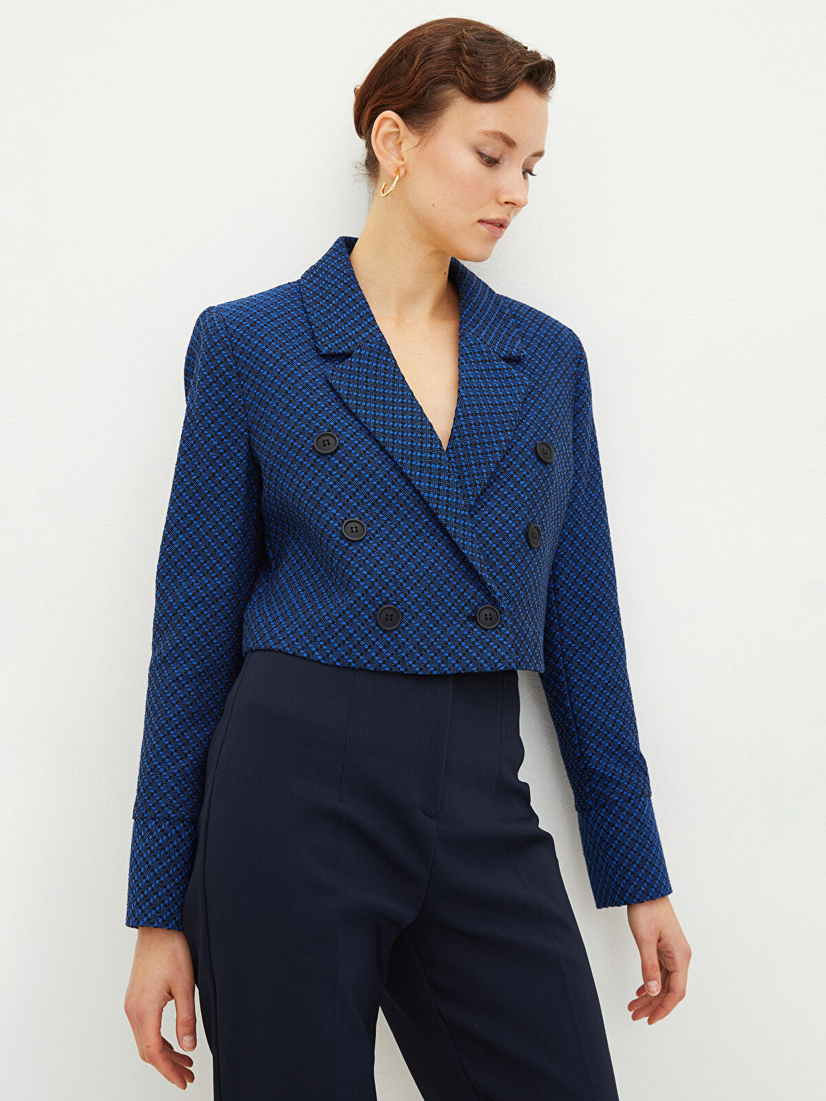 LCW VISION Önden Düğme Kapamalı Ekose Uzun Kollu Tüvit Kadın Blazer Ceket LCW VISION Önden Düğme Kapamalı Ekose Uzun Kollu Tüvit Kadın Blazer Ceket