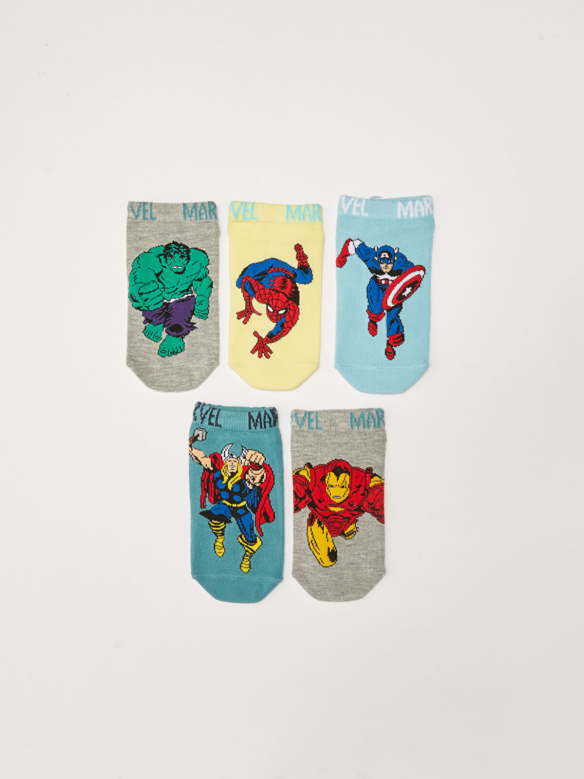 Marvel Desenli Erkek Çocuk Patik Çorap 5'li