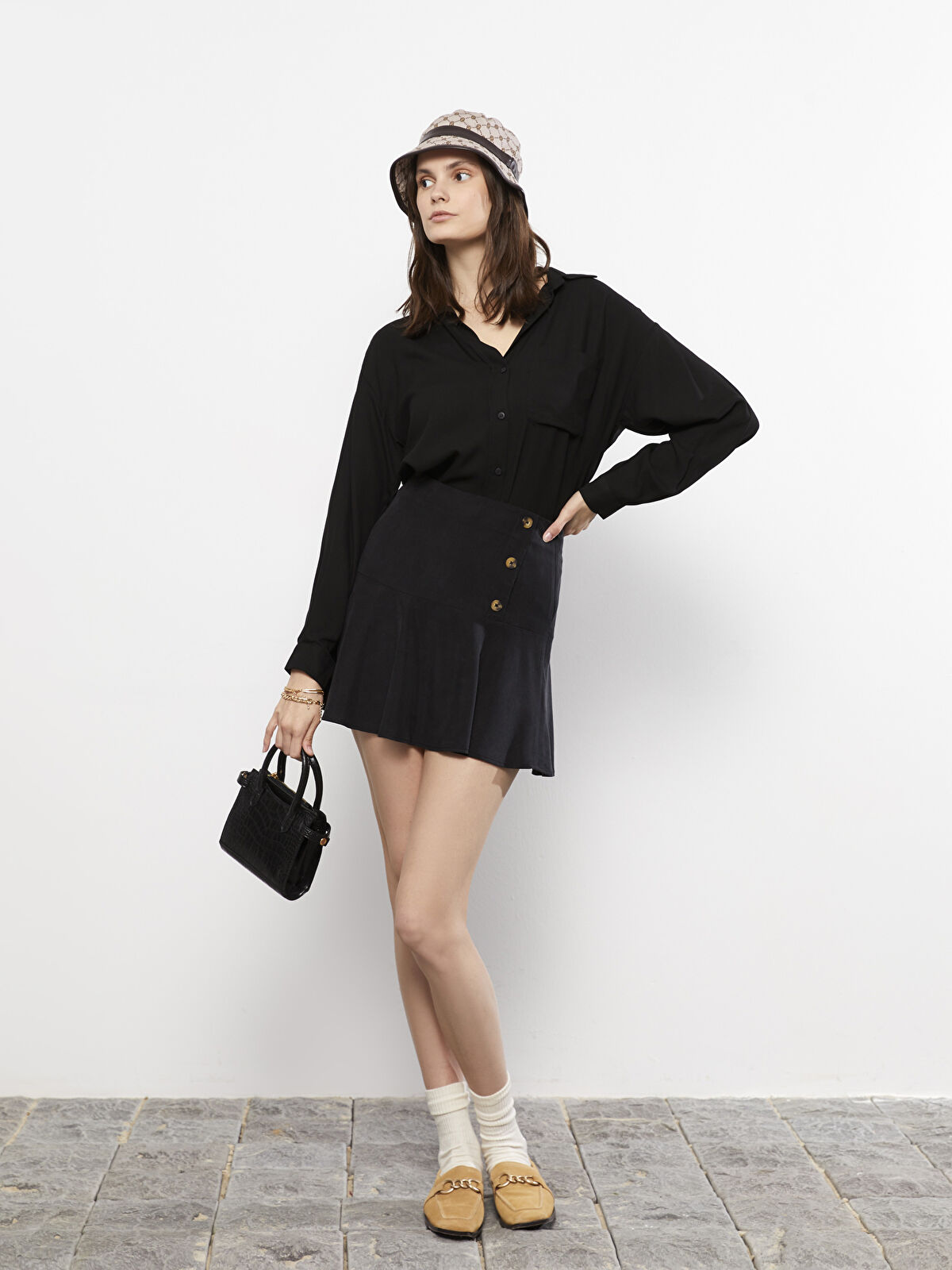 LCW CASUAL Beli Fermuarlı Düz Gabardin Kadın Etek