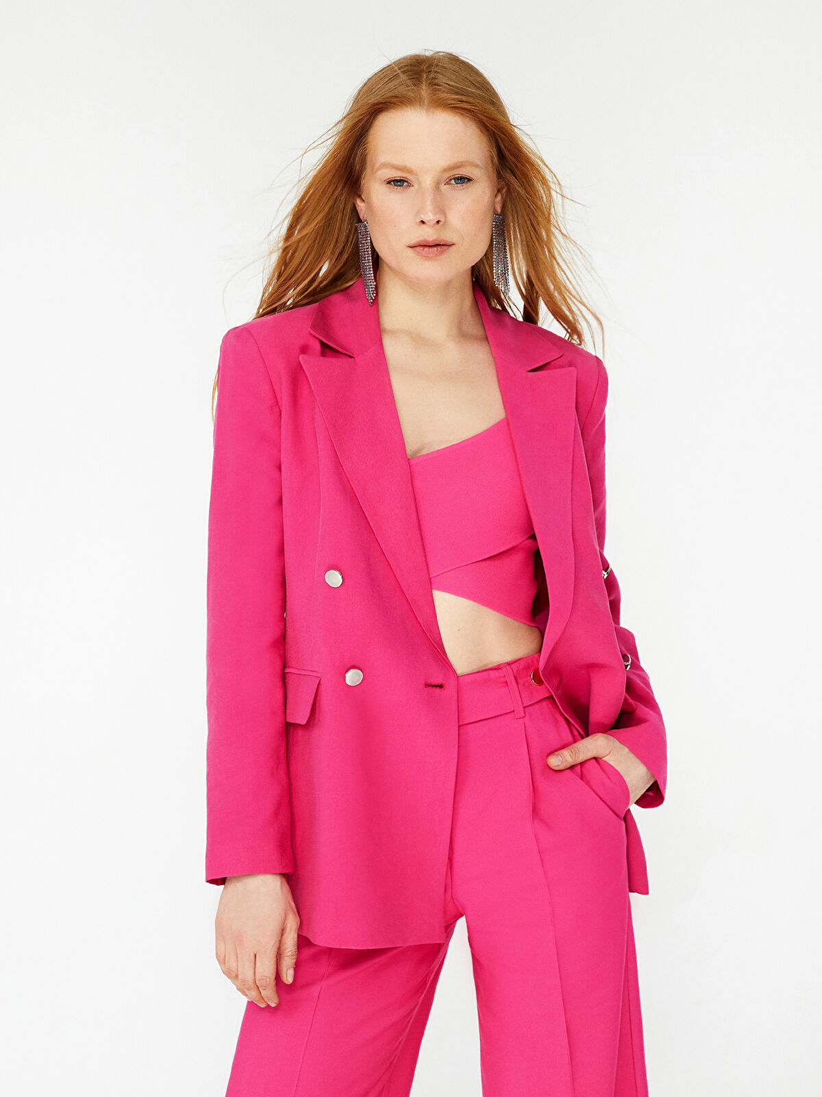 LCW VISION Önden Düğme Kapamalı Düz Uzun Kollu Kadın Blazer Ceket
