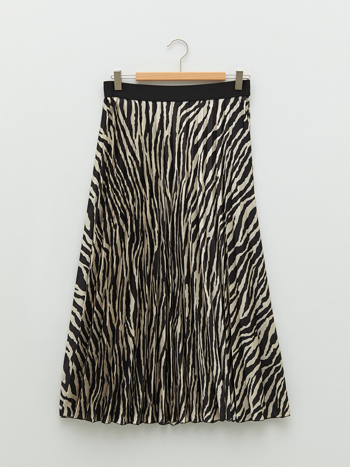 LCW CLASSIC Beli Lastikli Desenli A Kesim Kadın Pileli Etek