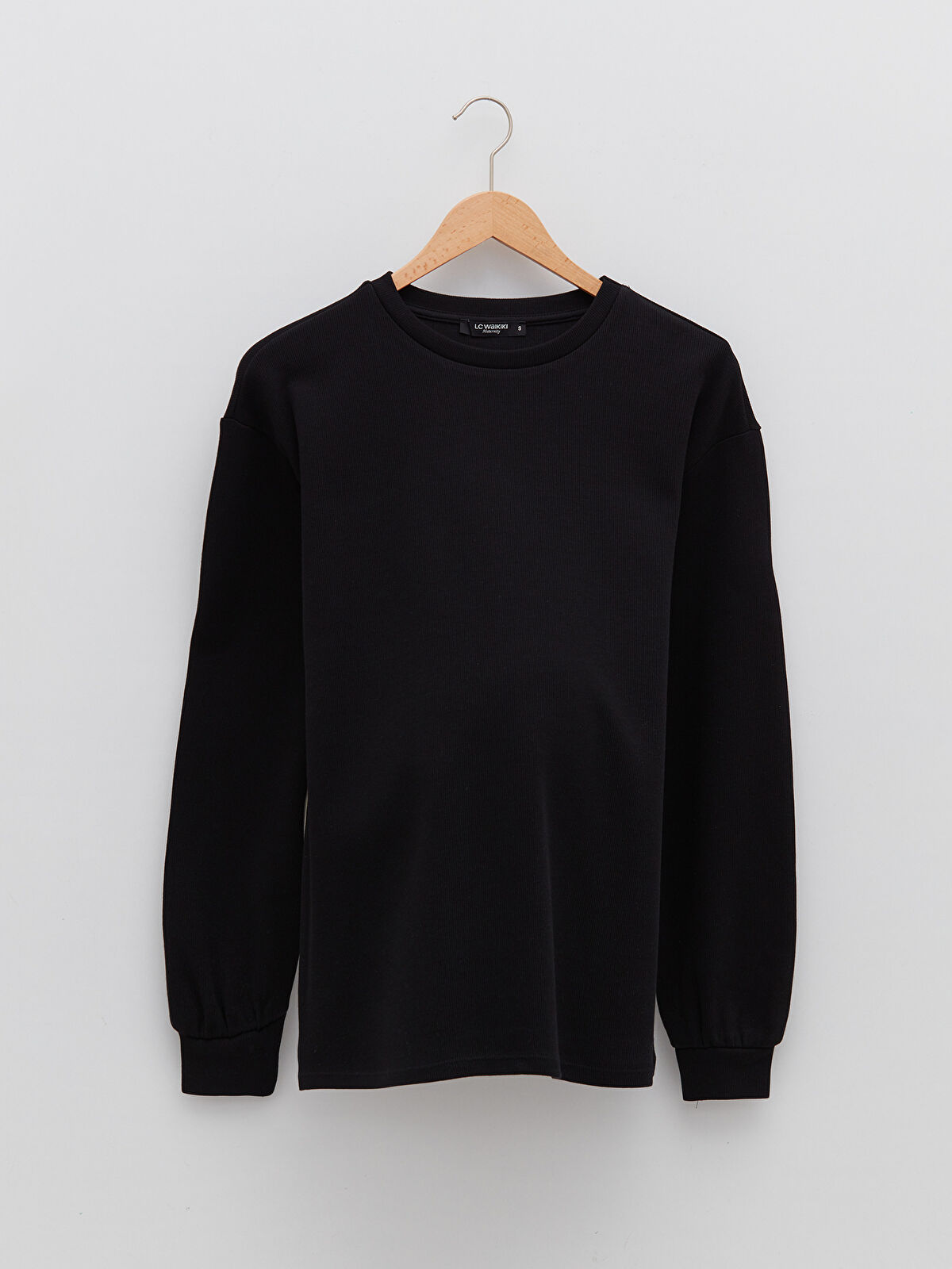 Bisiklet Yaka Düz Uzun Kollu Pamuklu Hamile Sweatshirt