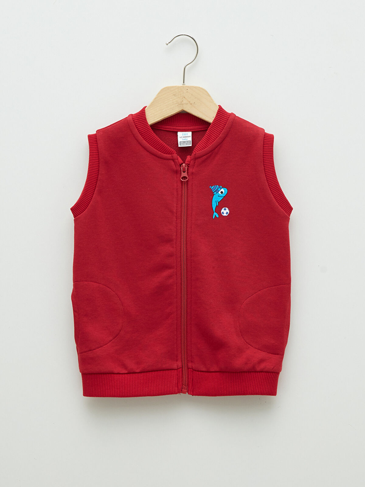 Bisiklet Yaka Baskılı Erkek Bebek Fermuarlı Yelek