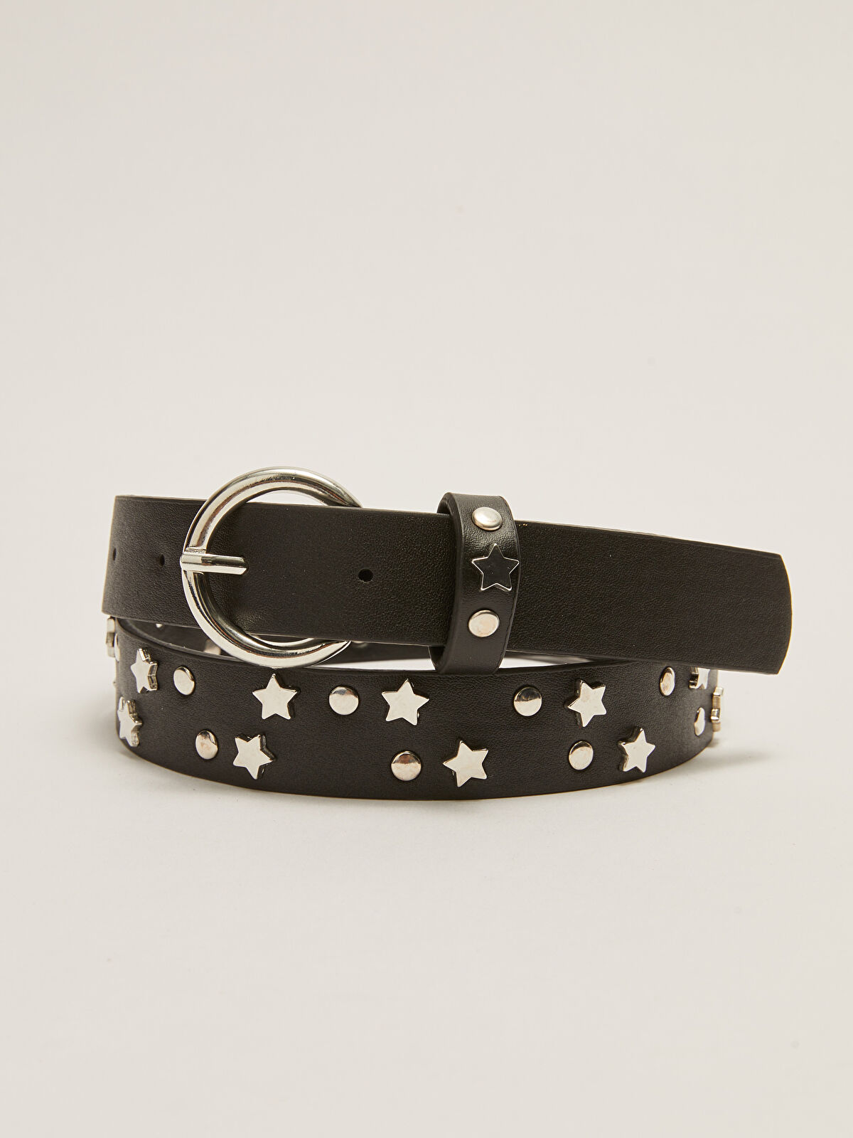 Deri Görünümlü Metal Aplikeli Kız Çocuk Kemer