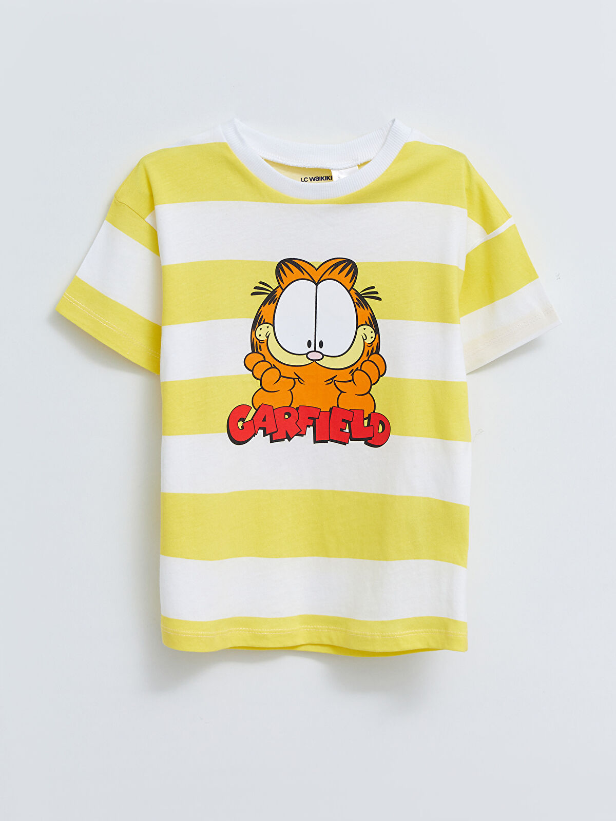 Bisiklet Yaka Kısa Kollu Garfield Baskılı Erkek Bebek Tişört