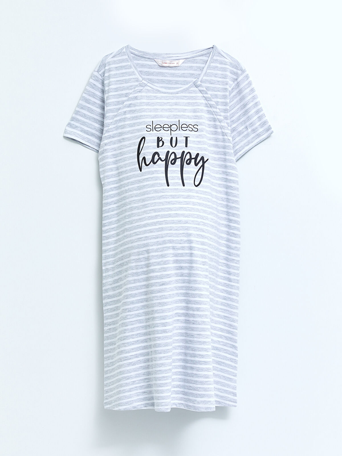 LCW DREAM Bisiklet Yaka Çizgili Kısa Kollu Hamile Gecelik