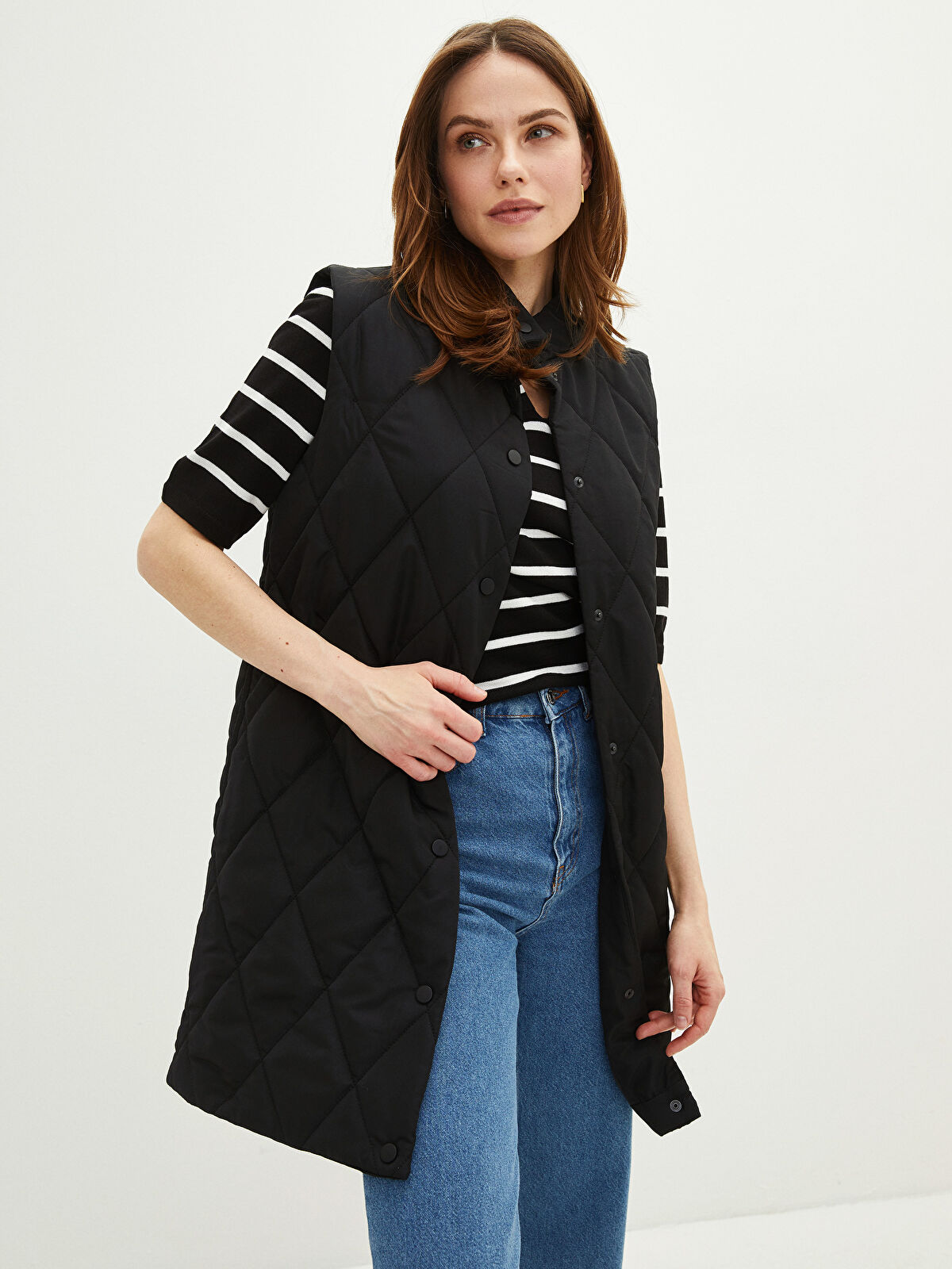 LCW CLASSIC Dik Yaka Kapitone Desenli Kadın Şişme Yelek