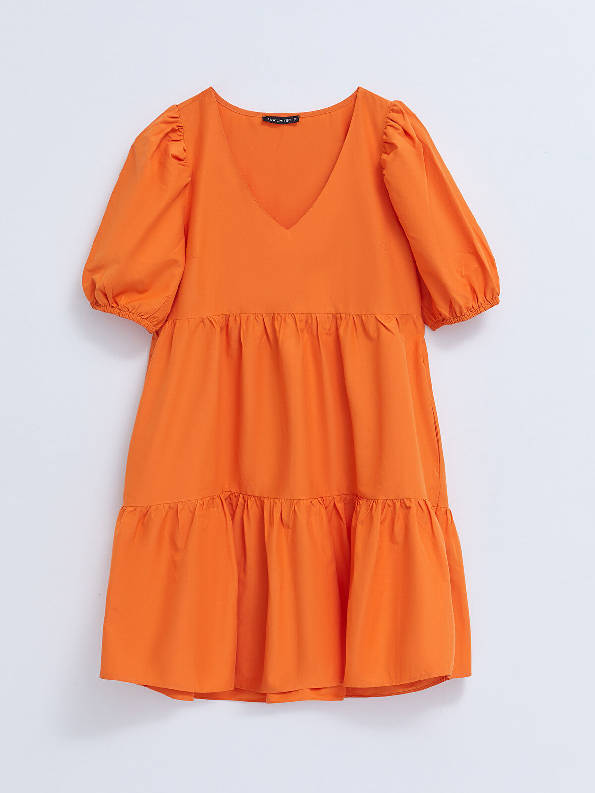 LCW LIMITED V Yaka Düz Kısa Kollu Poplin Kadın Elbise