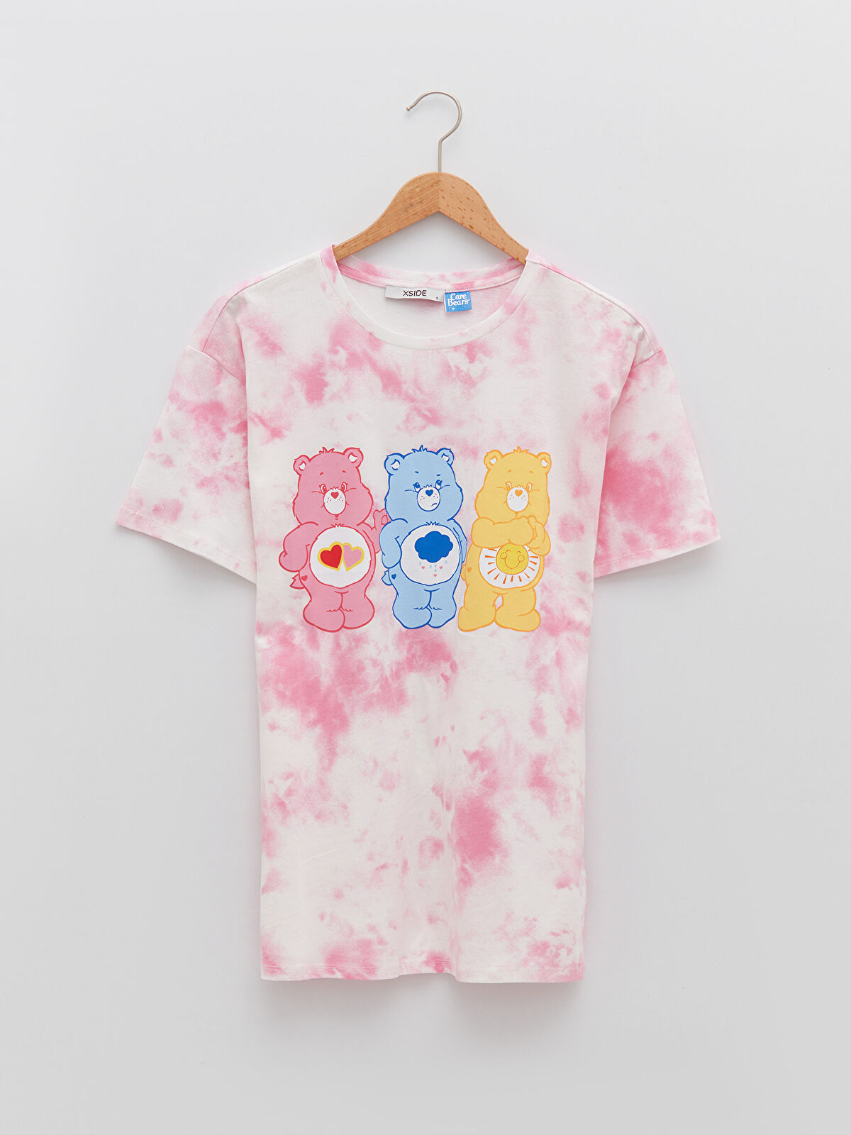 XSIDE Bisiklet Yaka Care Bears Baskılı Kısa Kollu Pamuklu Kadın Tişört