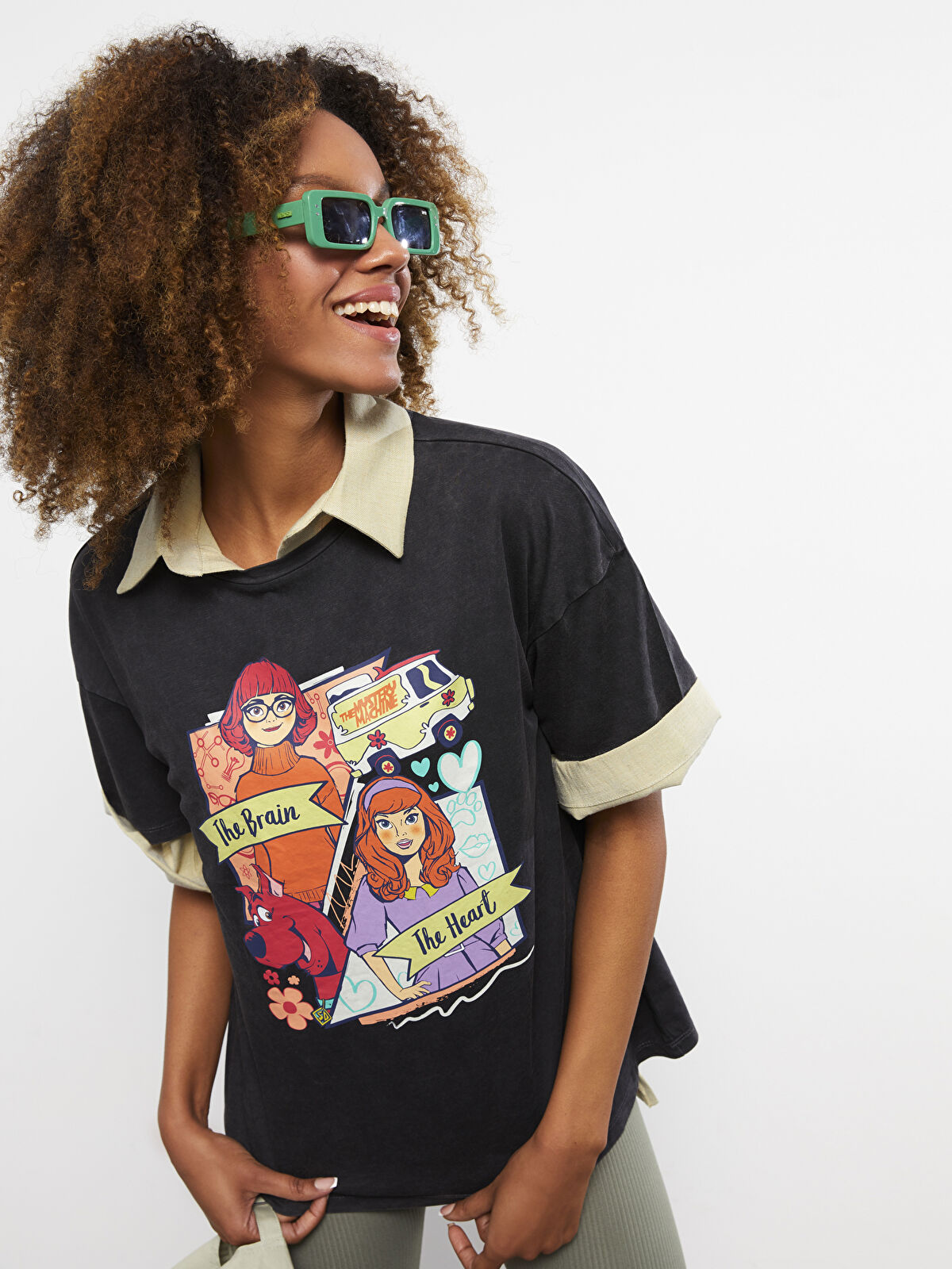 LCW CASUAL Bisiklet Yaka Scooby Doo Baskılı Kısa Kollu Pamuklu Kadın Tişört