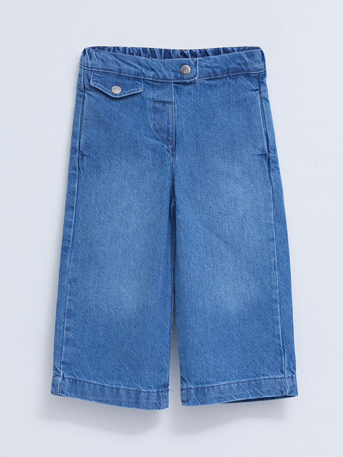 Beli Lastikli Basic Pamuklu Kız Bebek Jean Pantolon