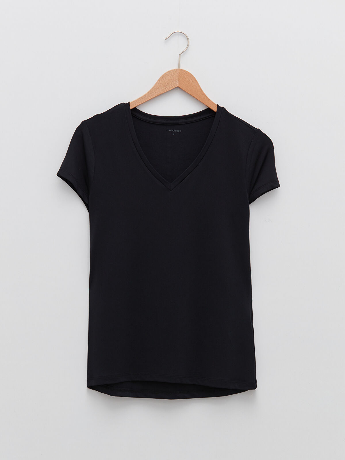 V Yaka Baskılı Kısa Kollu Kadın Outdoor Tişört