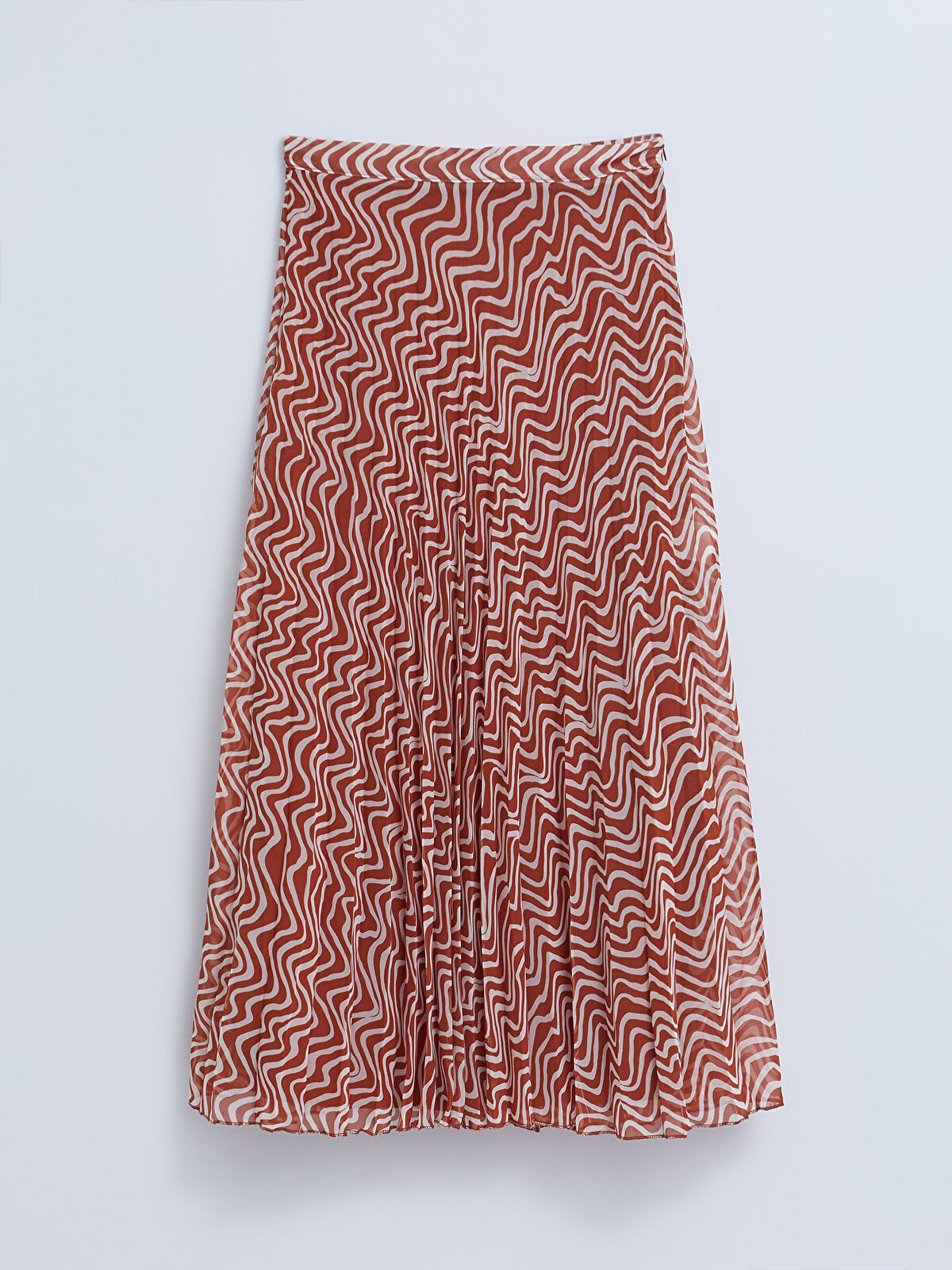 MODEST Beli Fermuarlı Desenli Şifon Kadın Pileli Etek