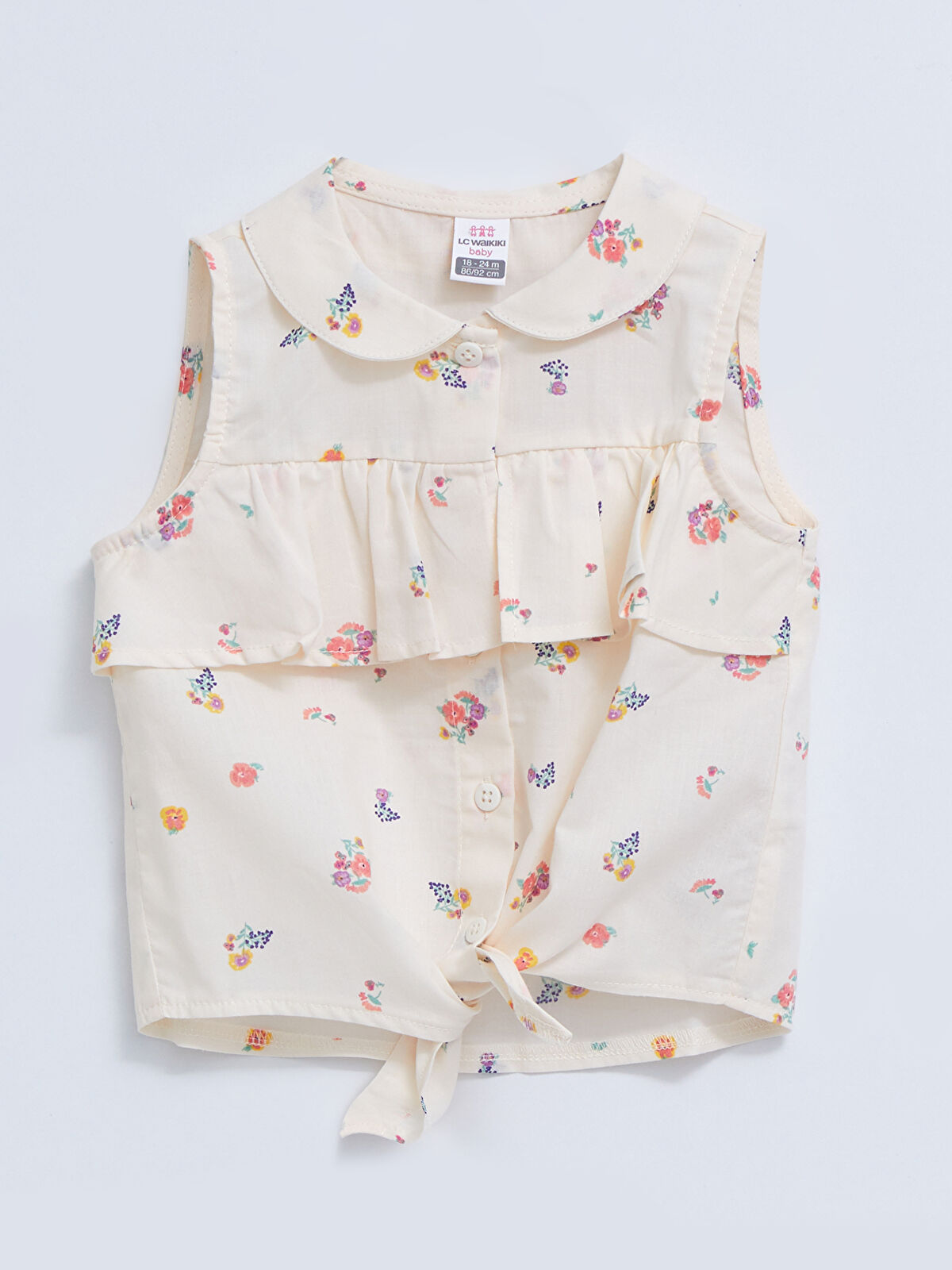 Bebe Yaka Baskılı Pamuklu Kız Bebek Gömlek