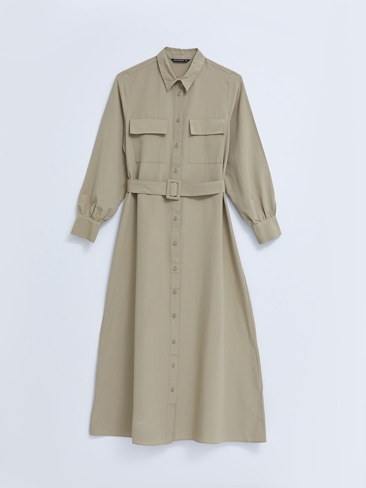 MODEST Önden Düğme Kapamalı Düz Uzun Kollu Poplin Kadın Gömlek Elbise