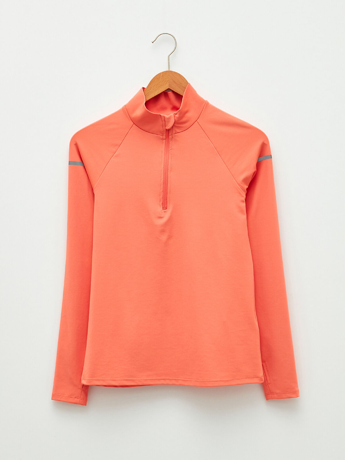 Dik Yaka Basılı Uzun Kollu Kadın Outdoor Tişört