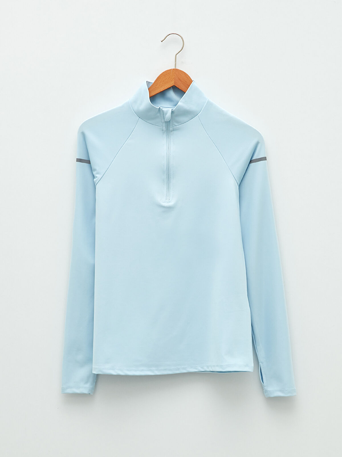 Dik Yaka Basılı Uzun Kollu Kadın Outdoor Tişört