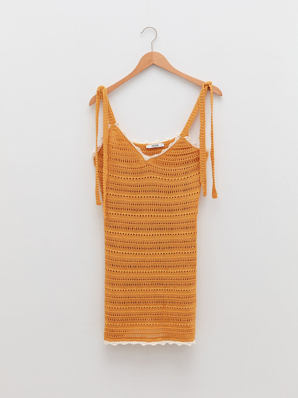 XSIDE Askılı V Yaka Nakışlı Kadın Triko Elbise