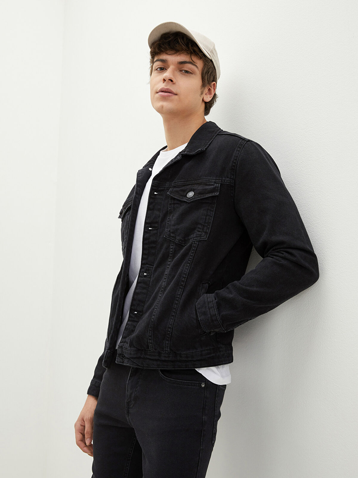 Standart Kalıp Uzun Kollu Erkek Jean Ceket